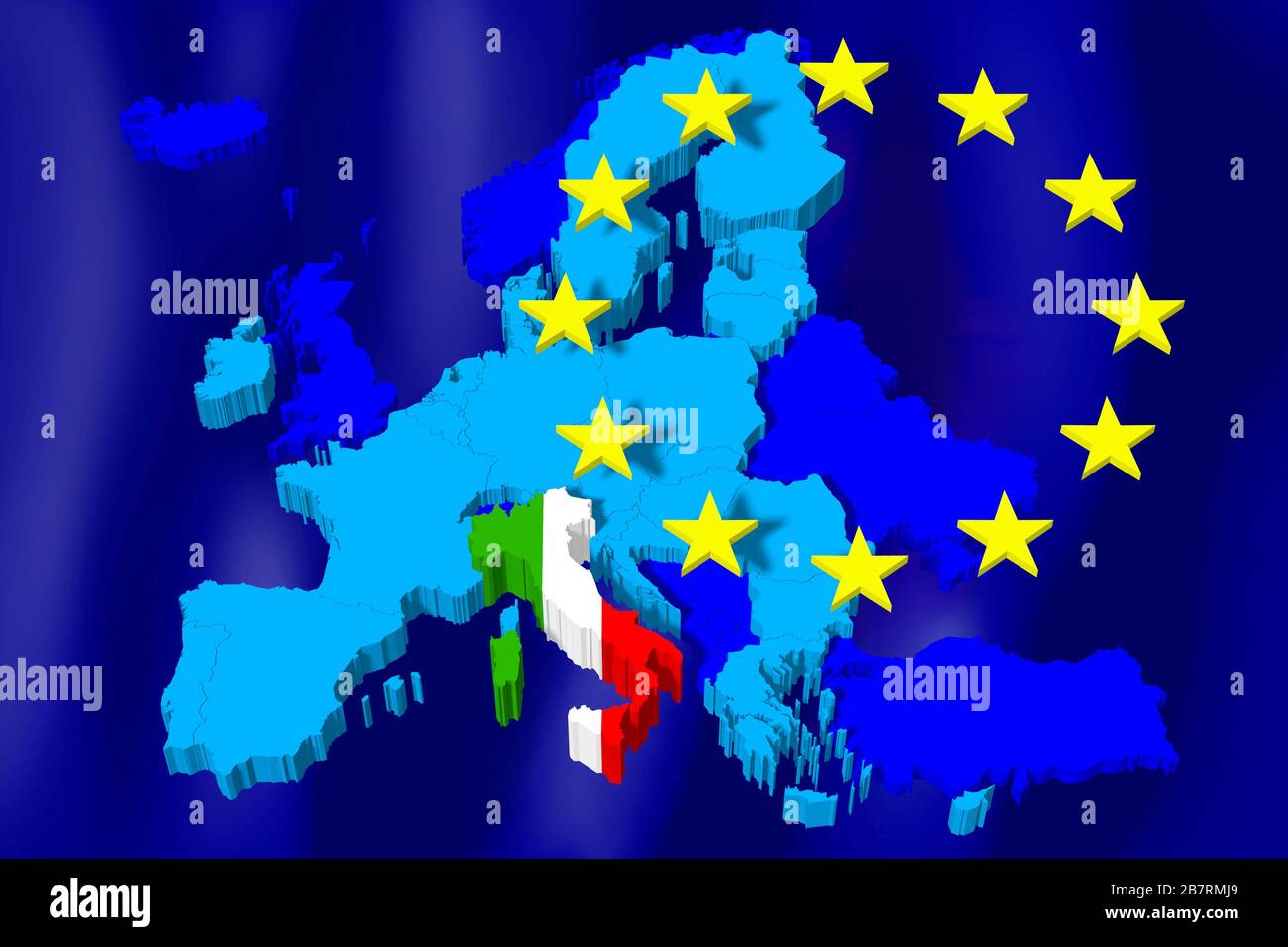 3D European Union map/ flag - Italy Stock Photo - Alamy