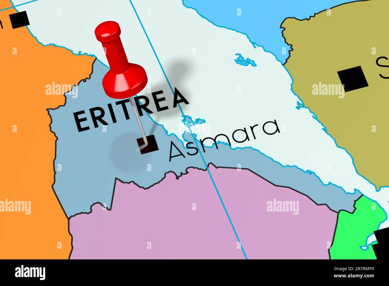 Eritrea, Asmara - capital city, pinned on political map Stock Photo - Alamy