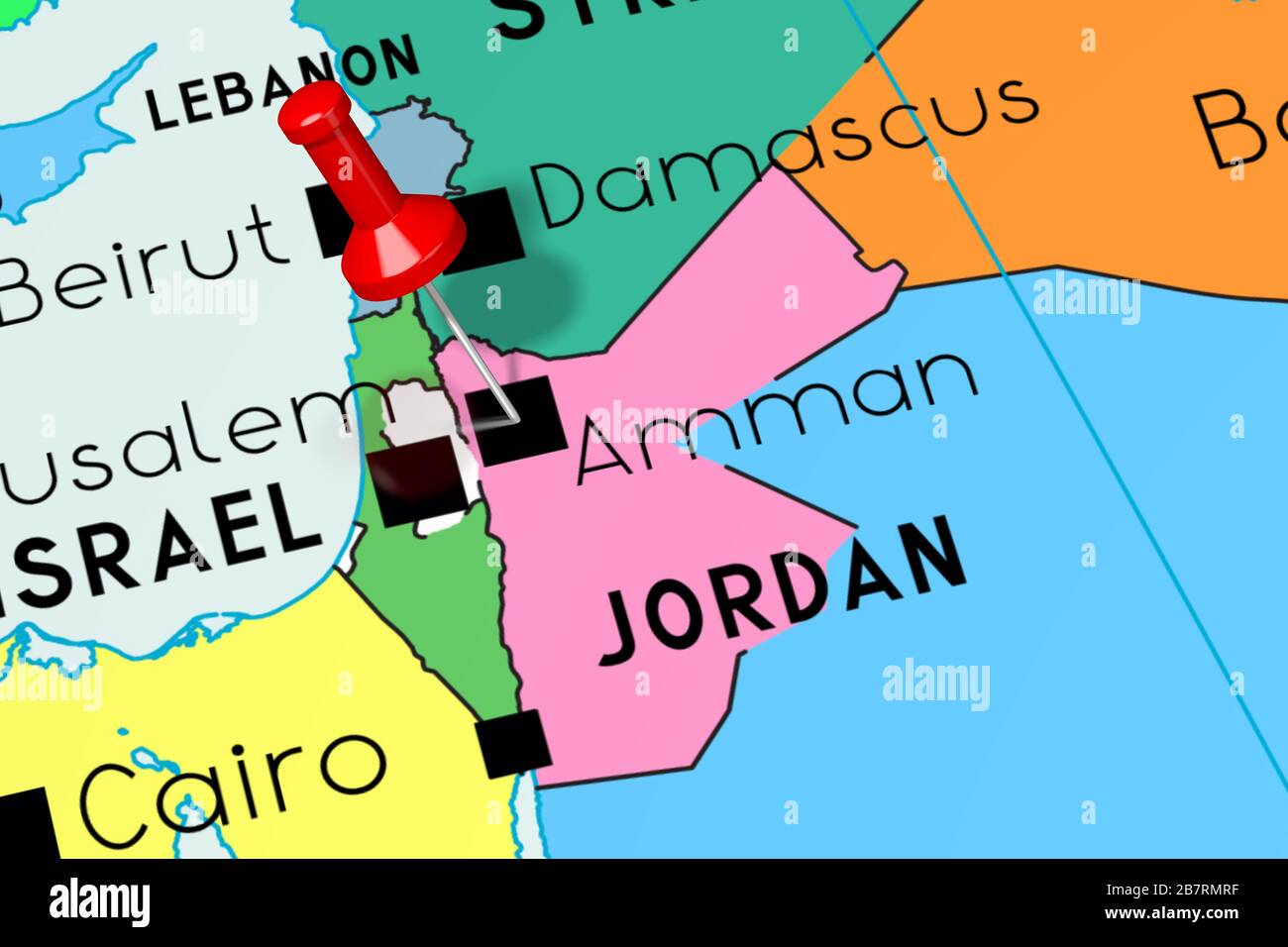 Jordan, Amman - capital city, pinned on political map Stock Photo - Alamy