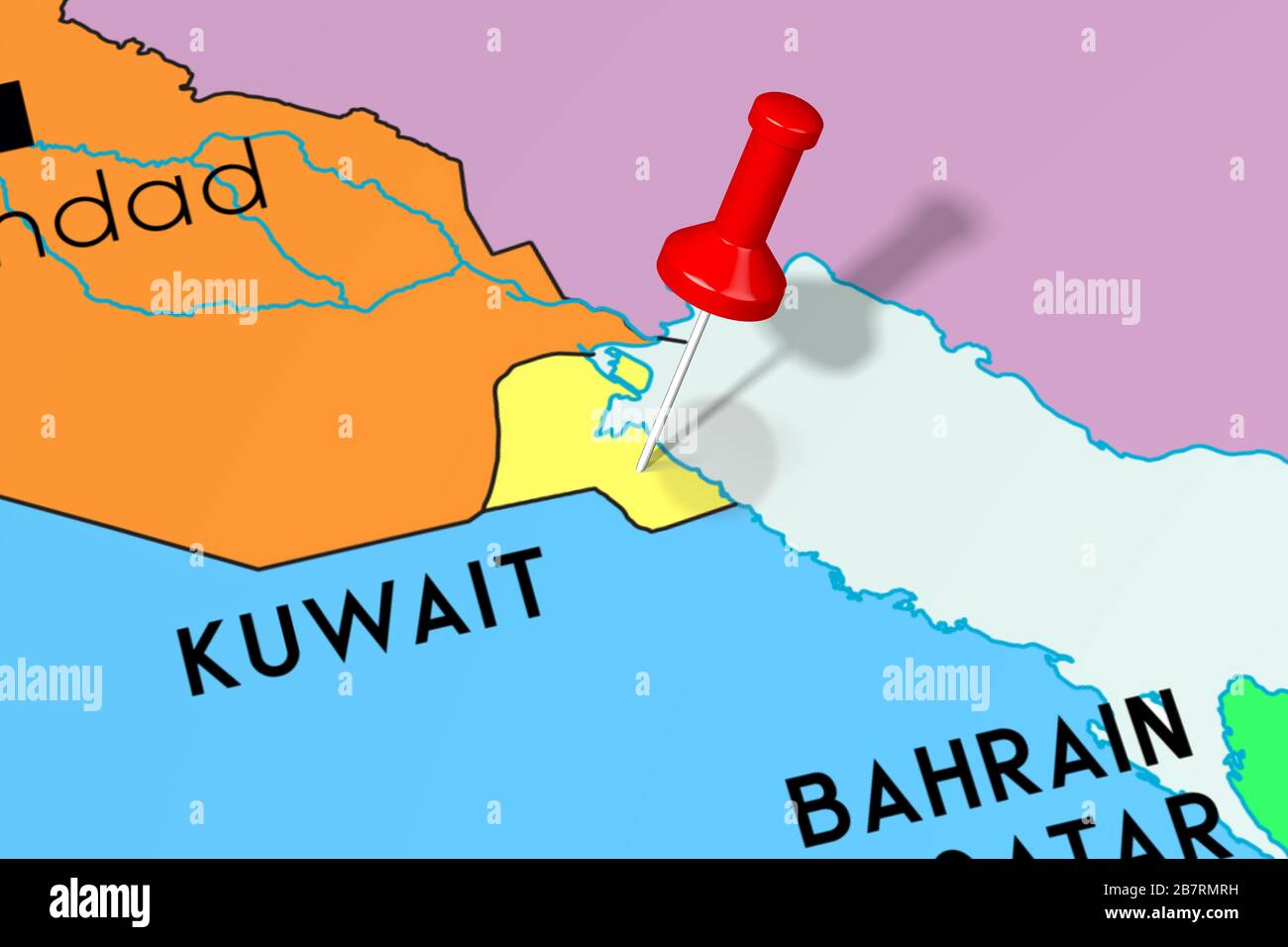 Kuwait, Kuwait City - capital city, pinned on political map Stock Photo ...