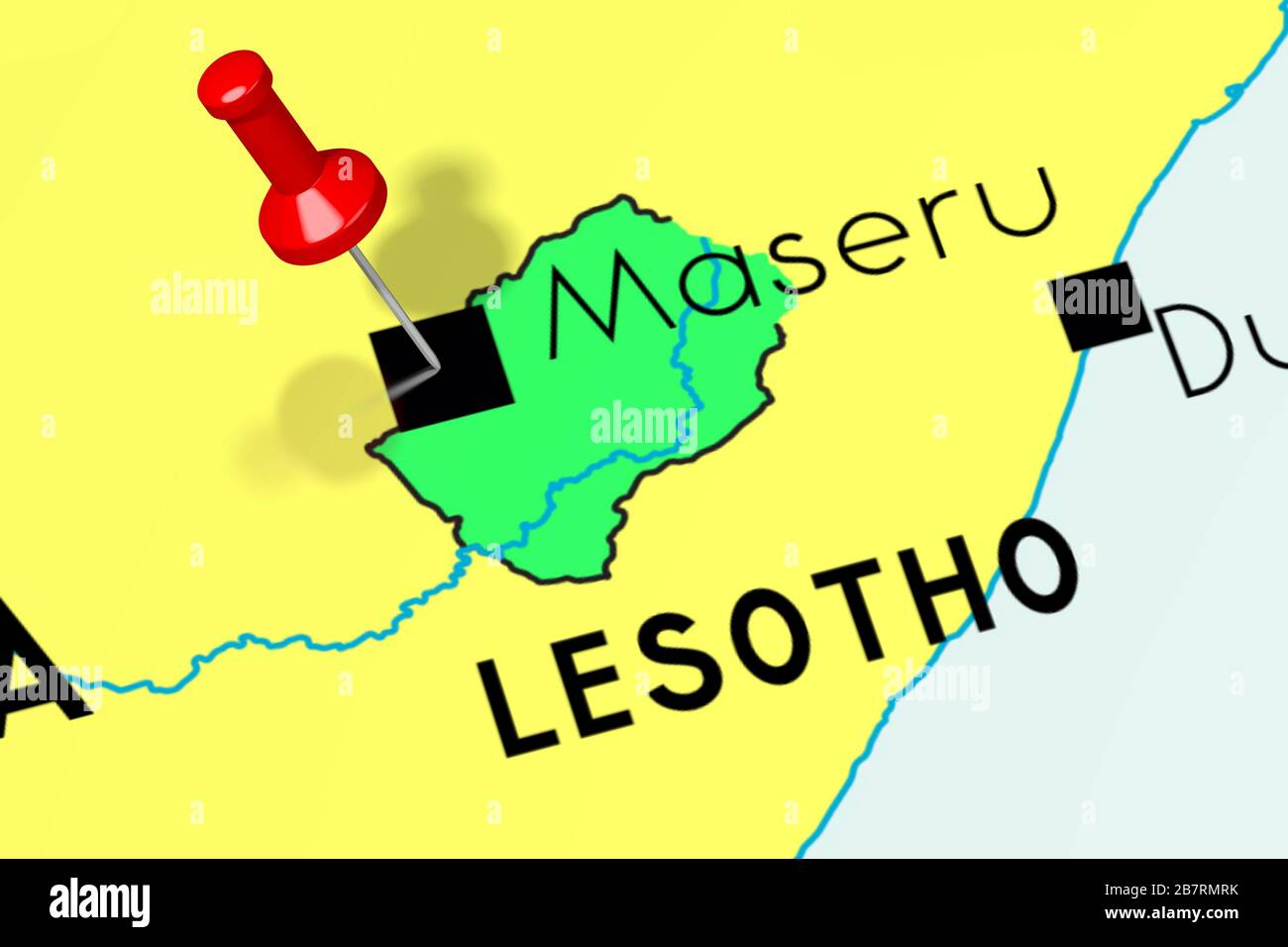 Lesotho, Maseru - capital city, pinned on political map Stock Photo - Alamy