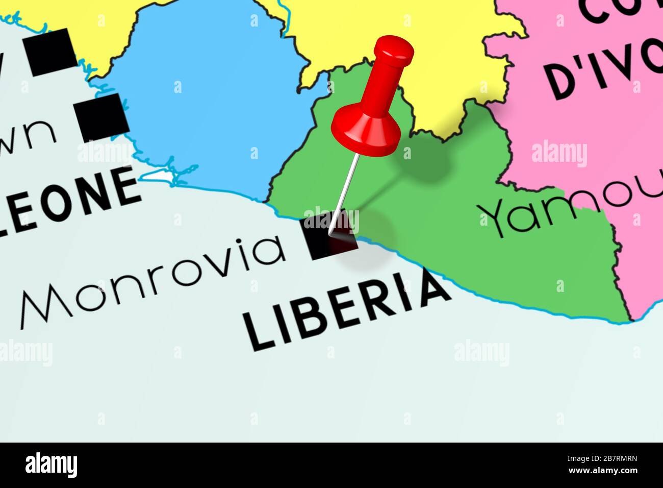 Liberia, Monrovia - capital city, pinned on political map Stock Photo ...