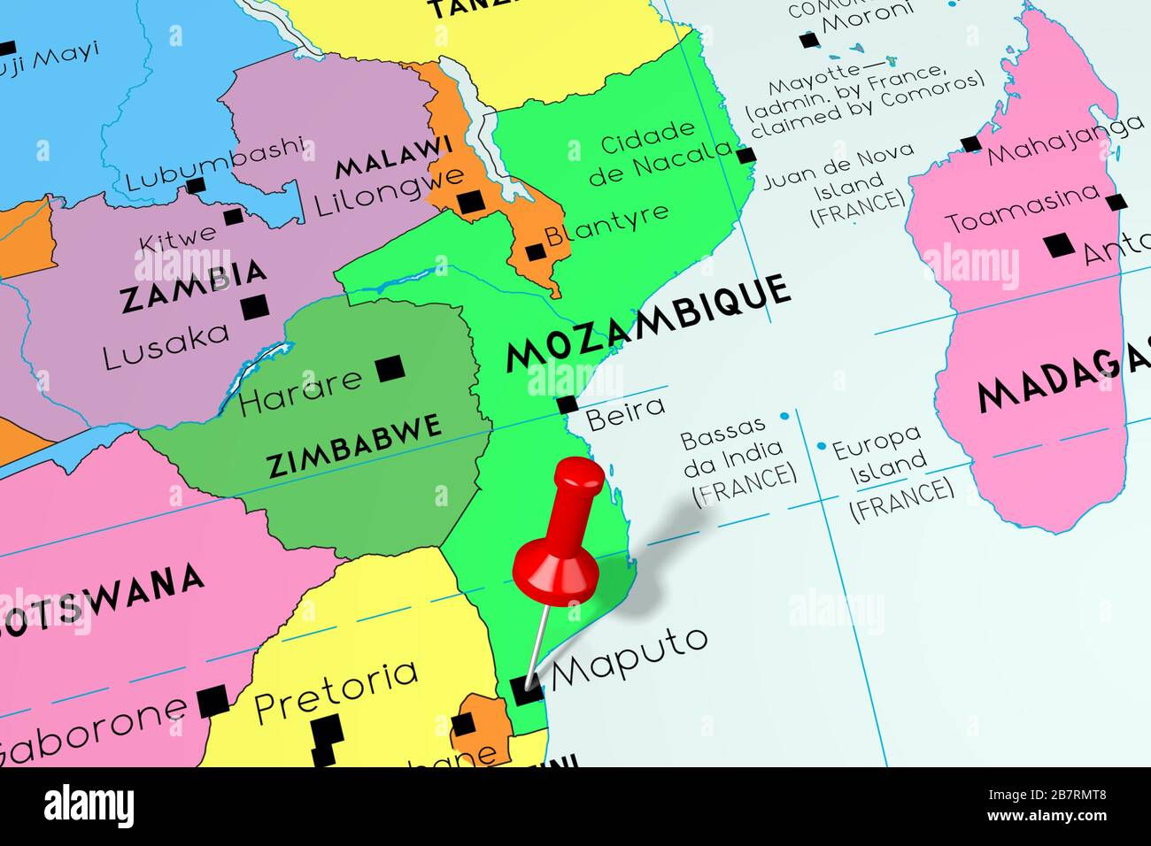 Mozambique, Maputo - capital city, pinned on political map Stock Photo ...