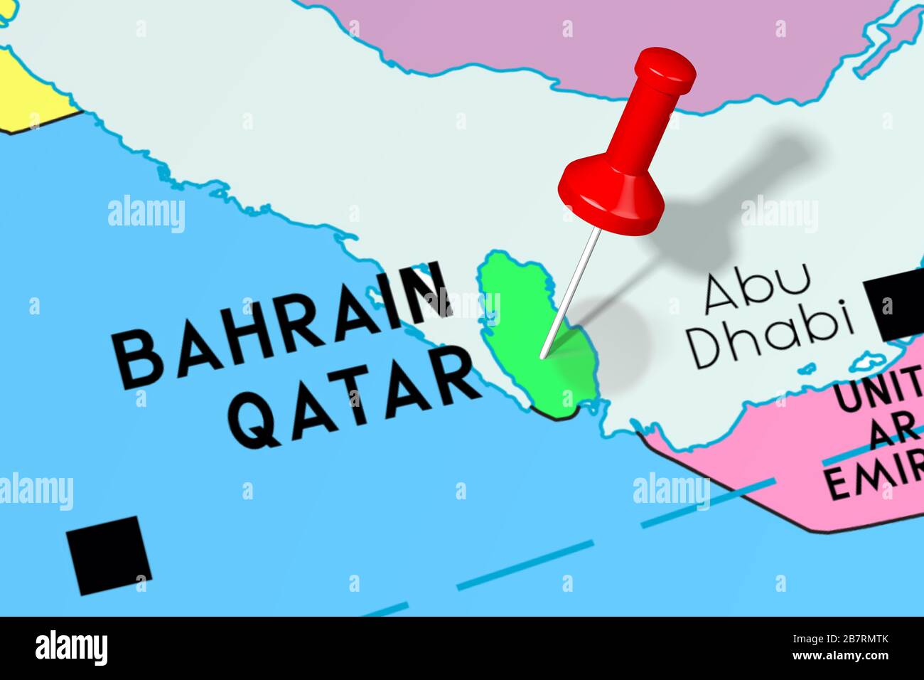 Qatar, Bahrain - pinned on political map Stock Photo - Alamy