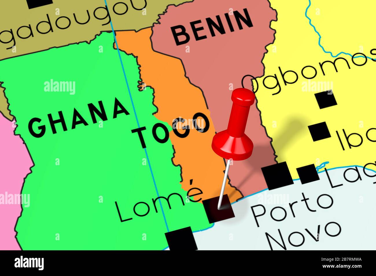 Togo, Lome - capital city, pinned on political map Stock Photo - Alamy