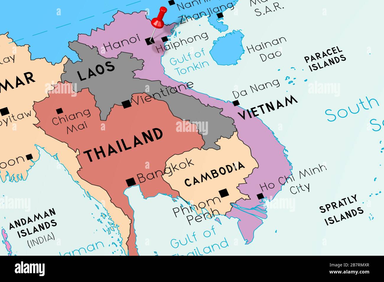 Vietnam, Hanoi - capital city, pinned on political map Stock Photo - Alamy