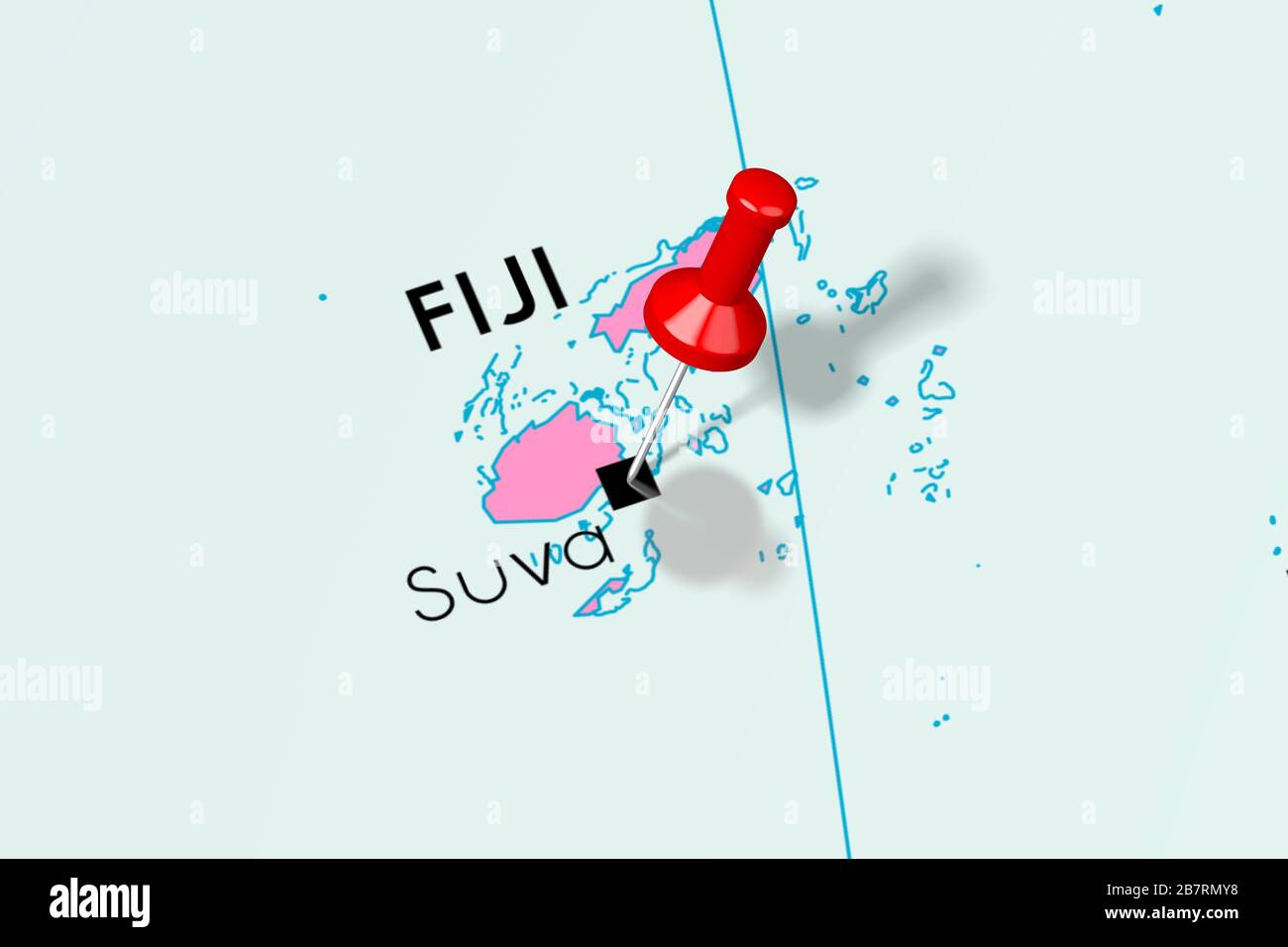 Fiji, Suva - capital city, pinned on political map Stock Photo - Alamy