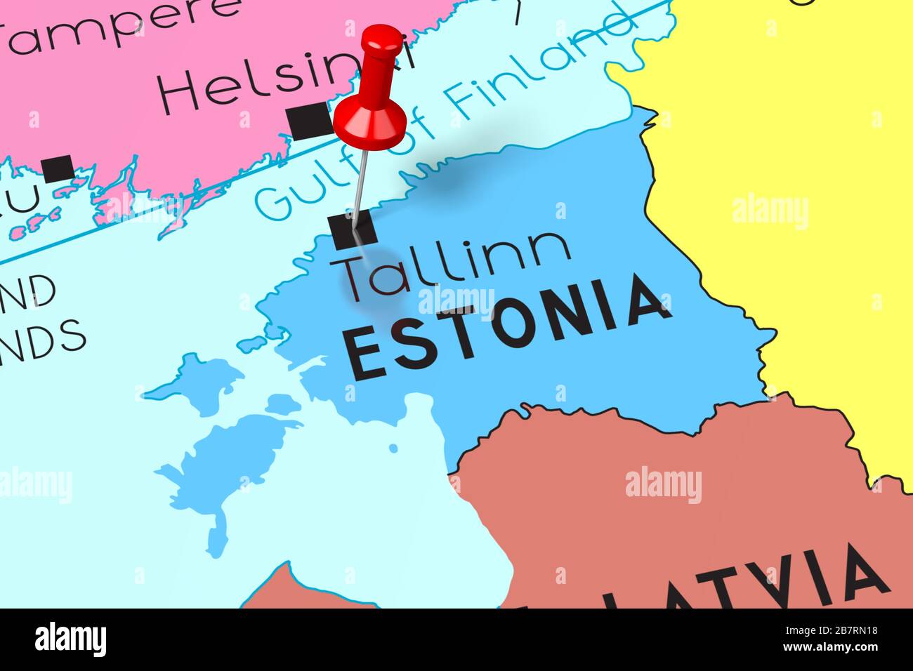 Estonia, Tallinn - capital city, pinned on political map Stock Photo ...
