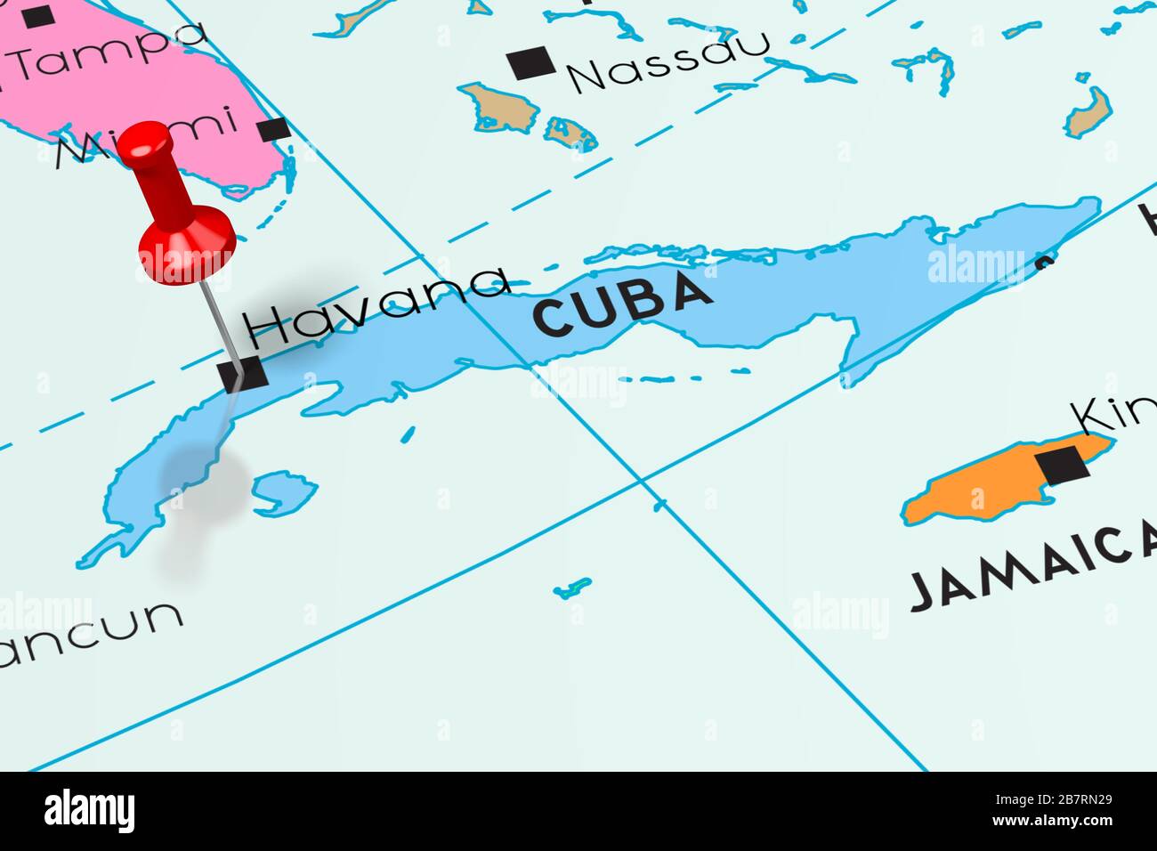 Cuba, Havana - capital city, pinned on political map Stock Photo - Alamy