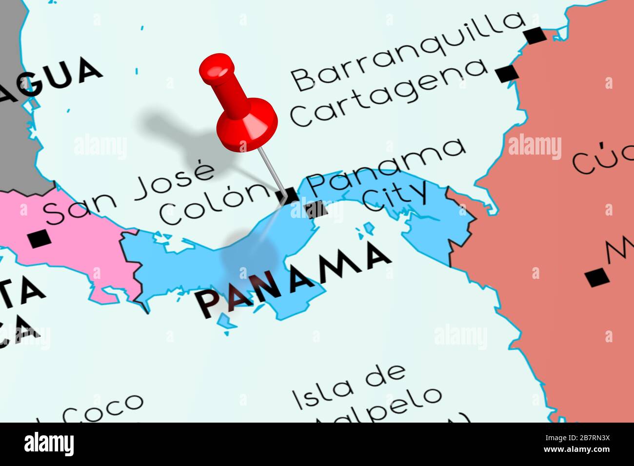 Panama, Panama City - capital city, pinned on political map Stock Photo ...