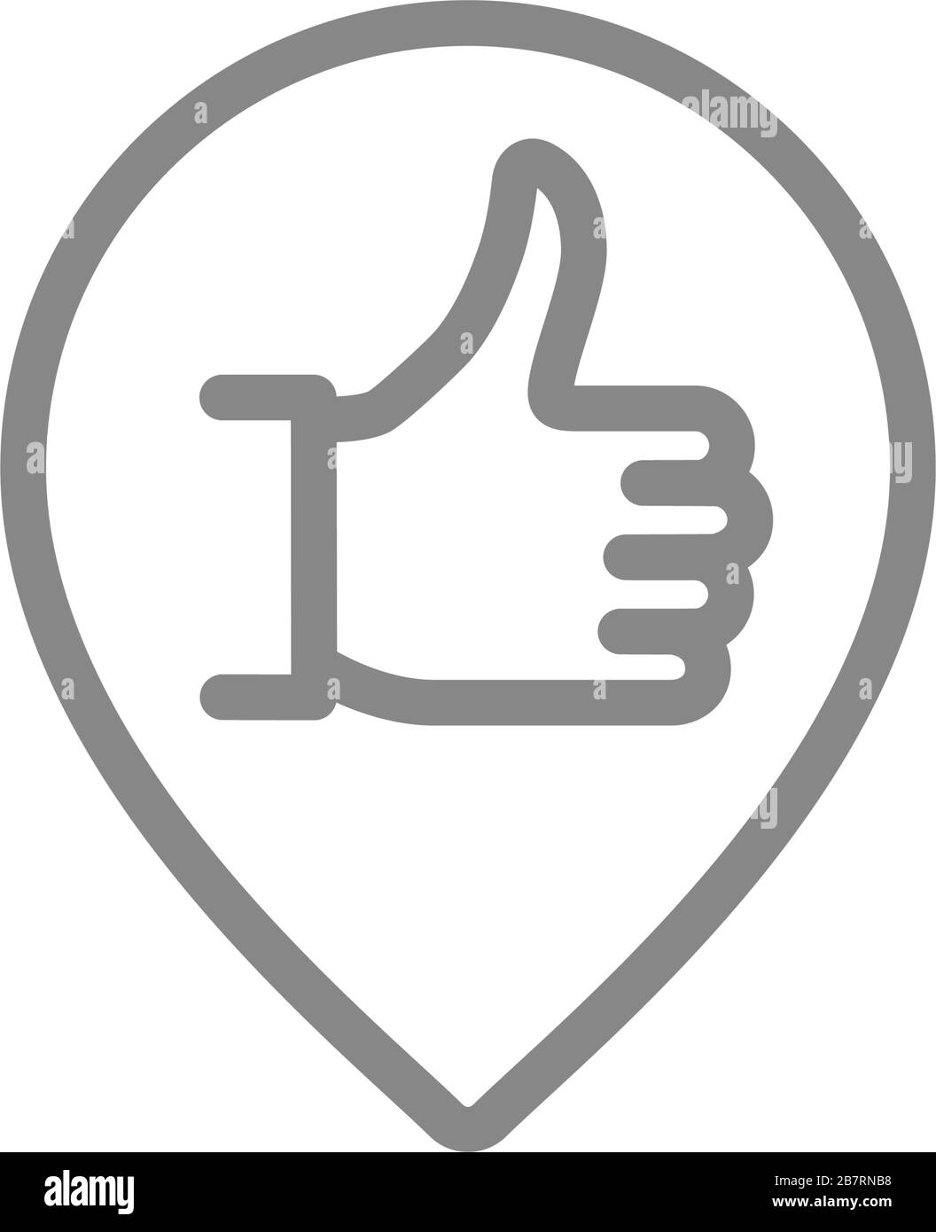 Thumb up with location mark, favorite place line icon. Quality control ...