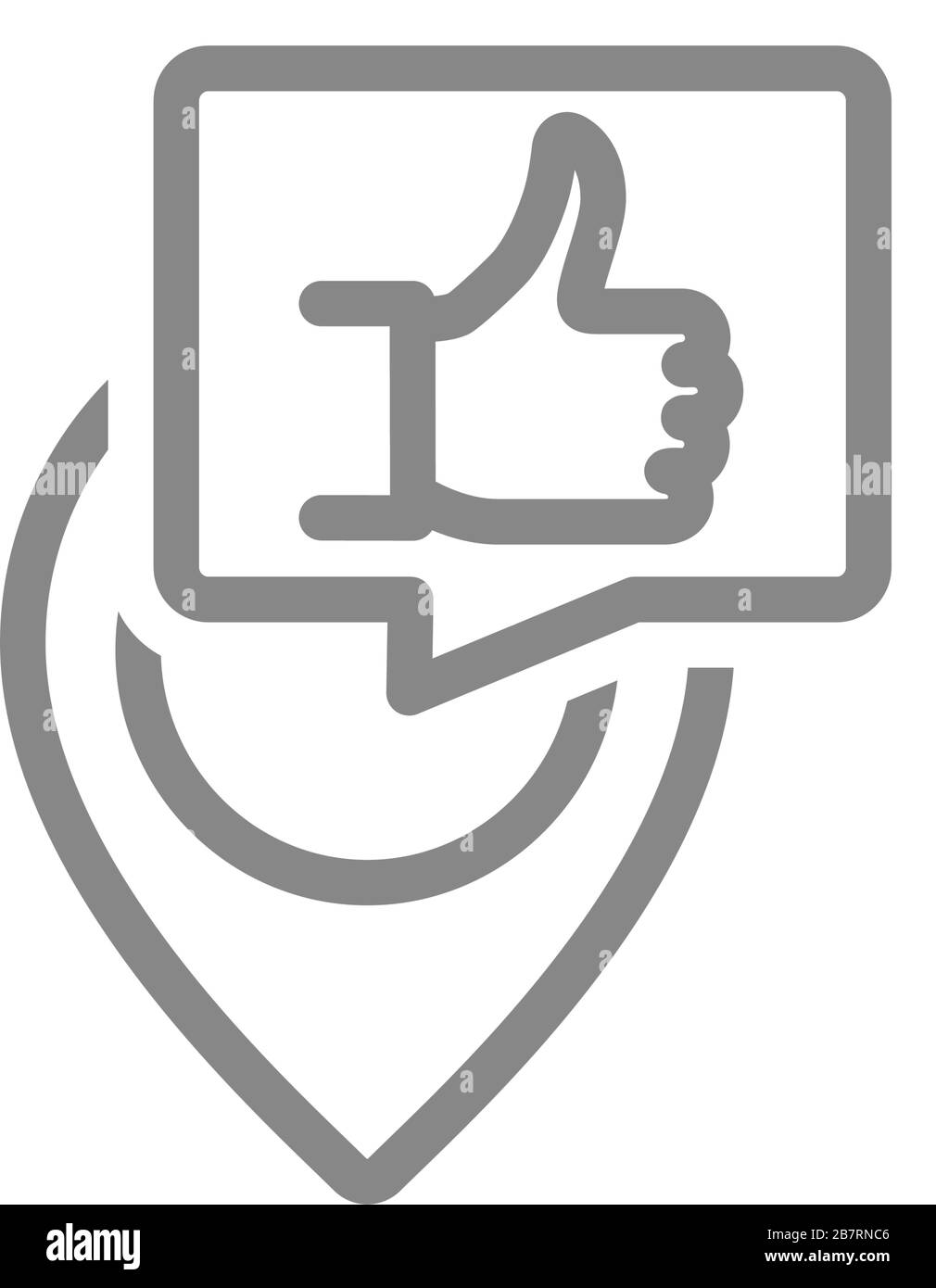 Location pin with thumb up line icon. Favorite place, quality control ...