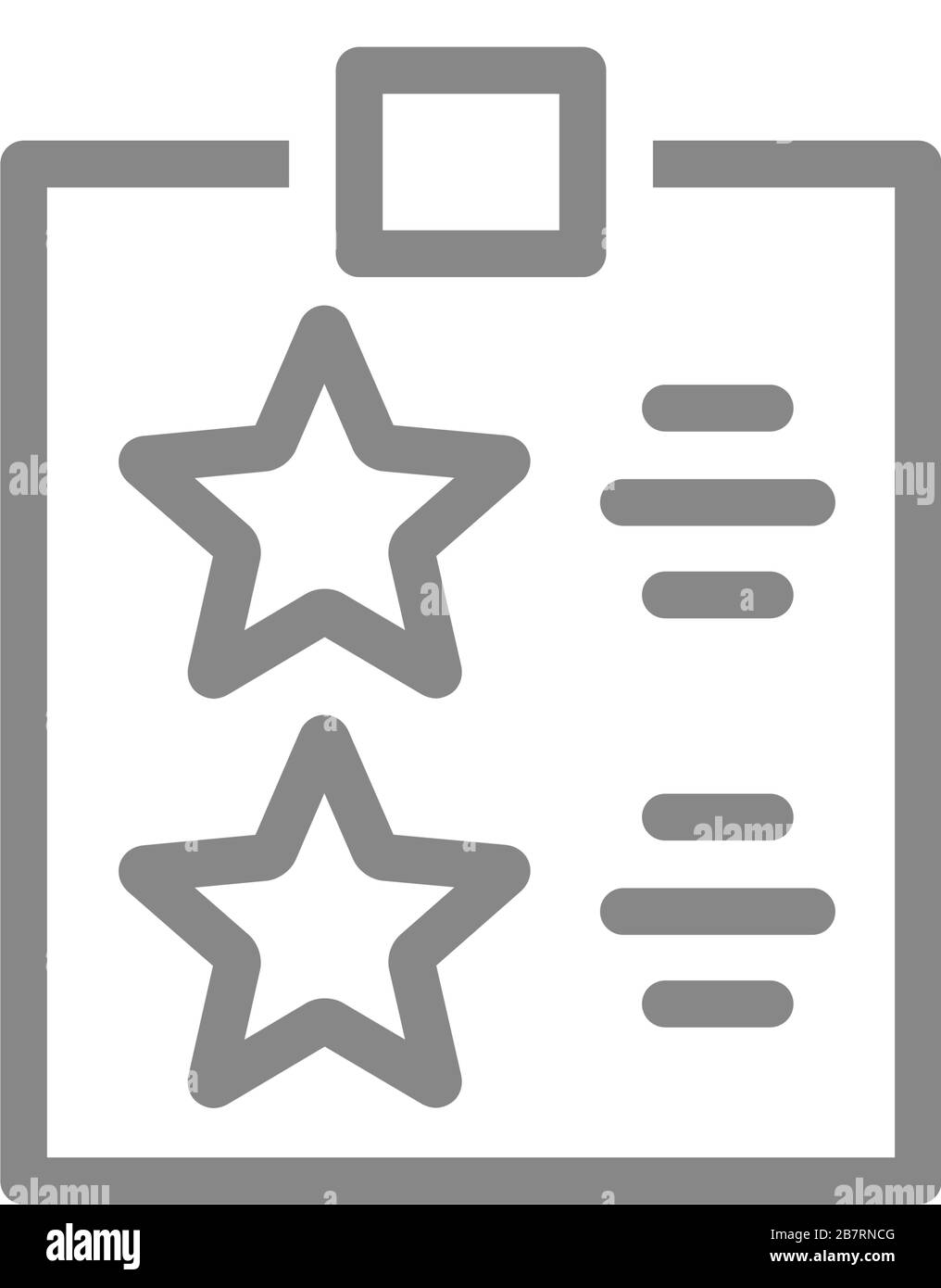 Checklist with stars line icon. Tablet with rating, add to favorites ...