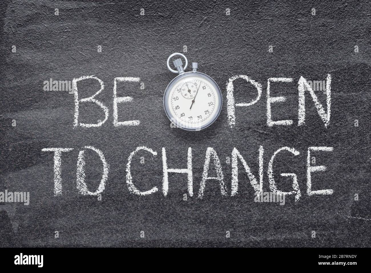 be open to change phrase written on chalkboard with vintage precise ...