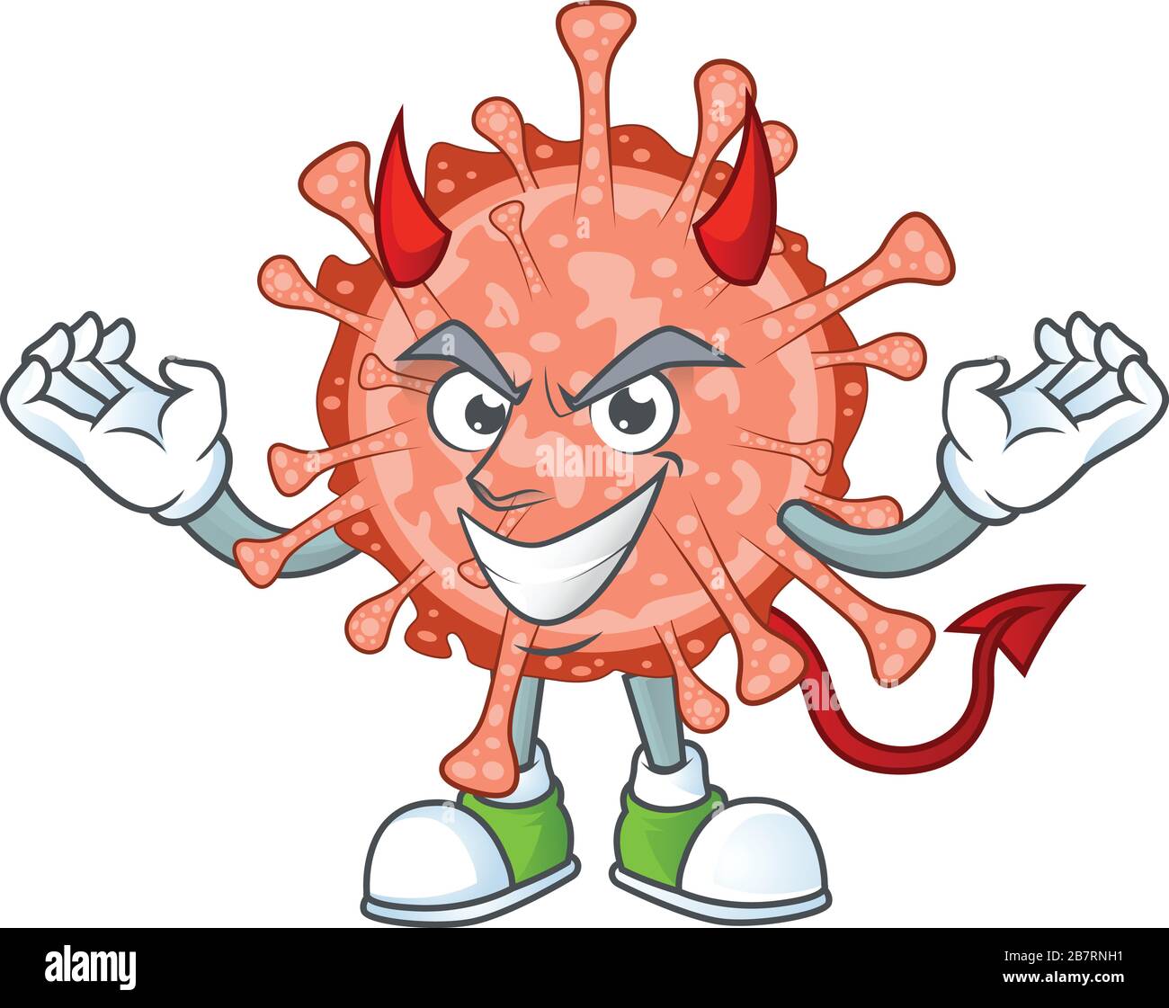 Cartoon picture of bulbul coronavirus in devil cartoon character design ...