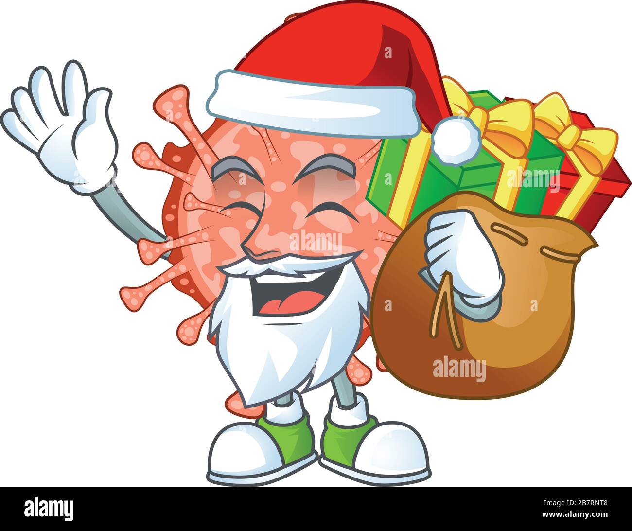 Bulbul coronavirus Cartoon character of Santa with box of gift Stock ...