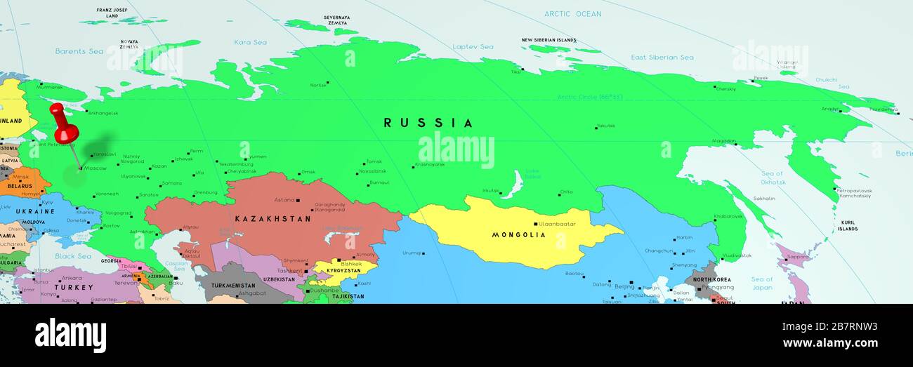 Russia, Moscow - capital city, pinned on political map Stock Photo - Alamy