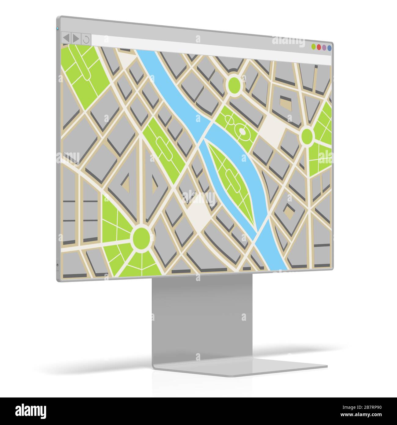 3D computer monitor, map concept Stock Photo - Alamy