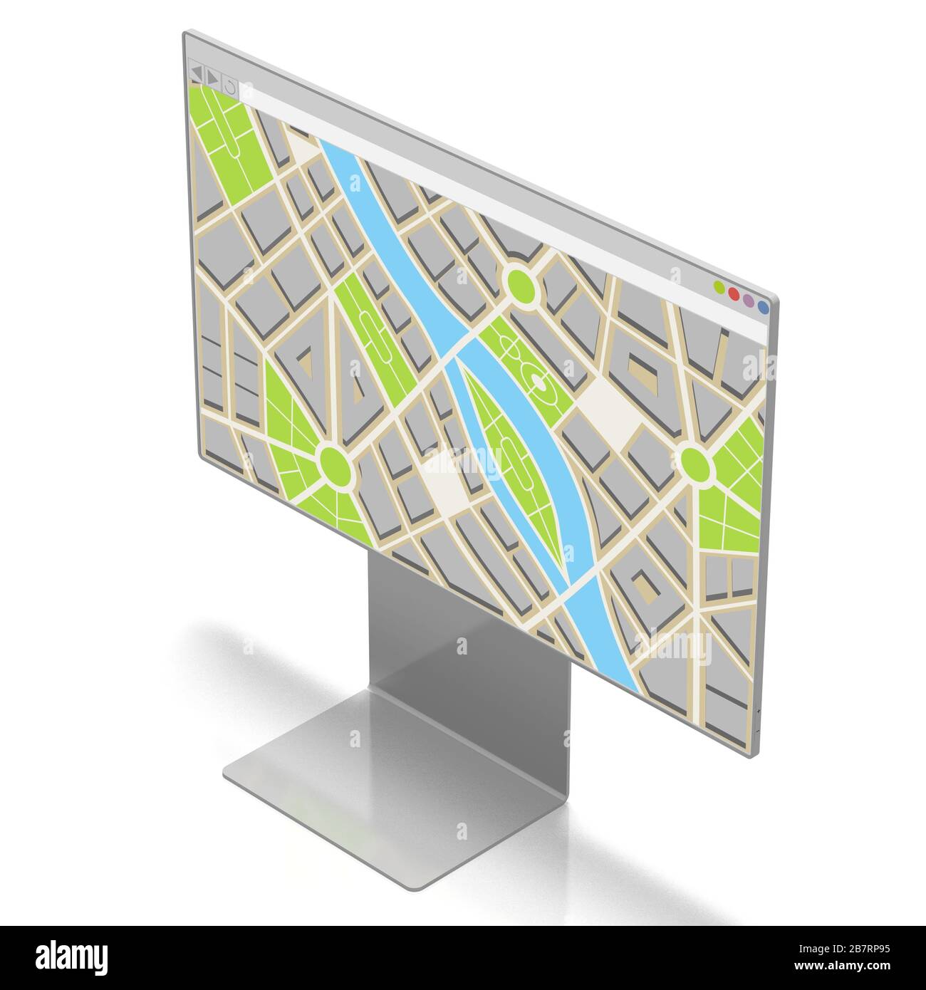 3D computer monitor, map concept Stock Photo - Alamy