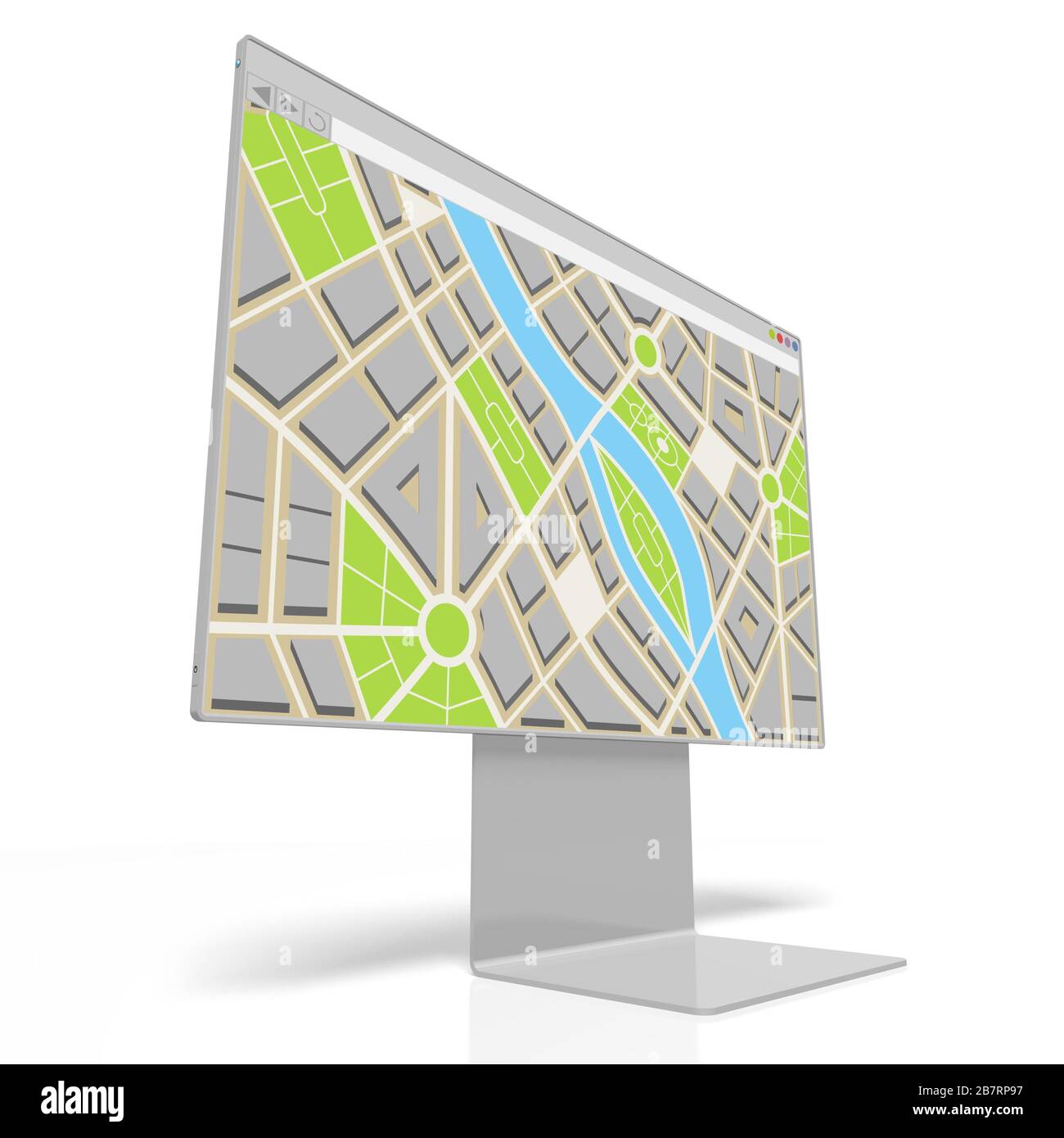 3D computer monitor, map concept Stock Photo - Alamy