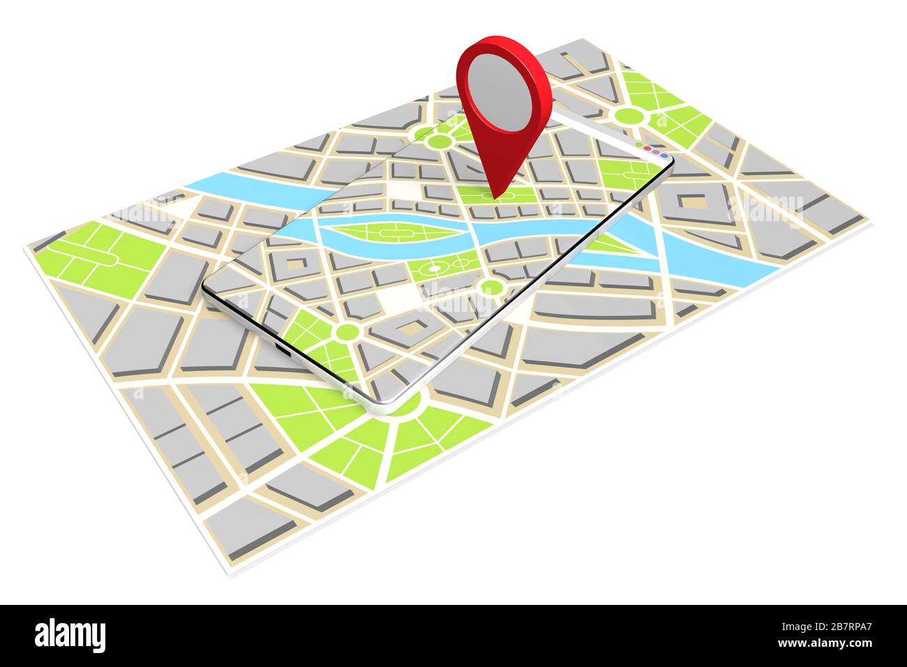 3D smartphone, map - location concept Stock Photo - Alamy