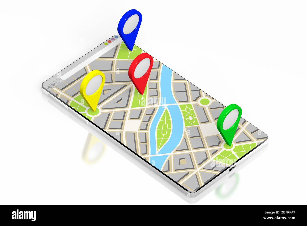 3D smartphone, map - destinations concept Stock Photo - Alamy