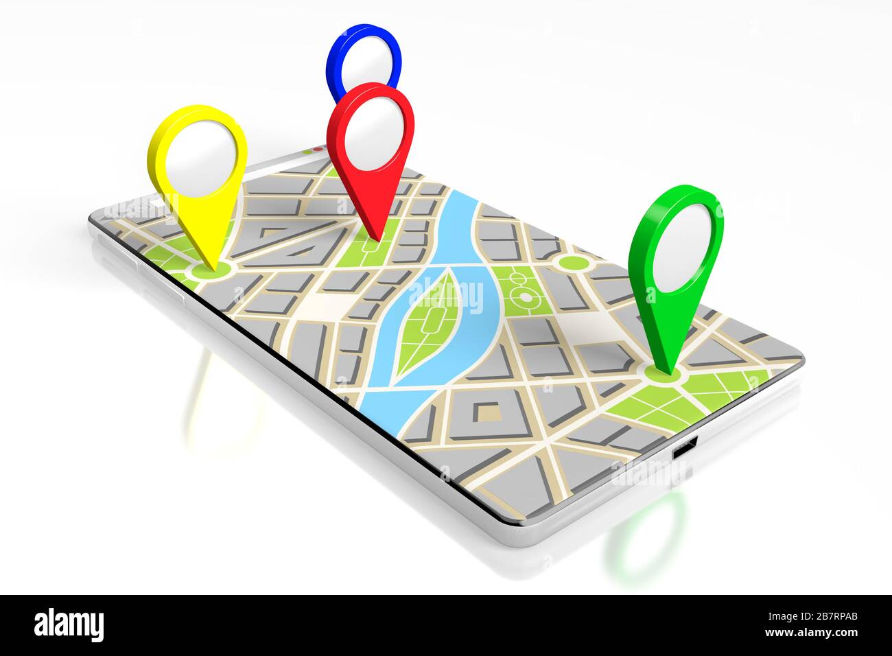 3D smartphone, map - destinations concept Stock Photo - Alamy