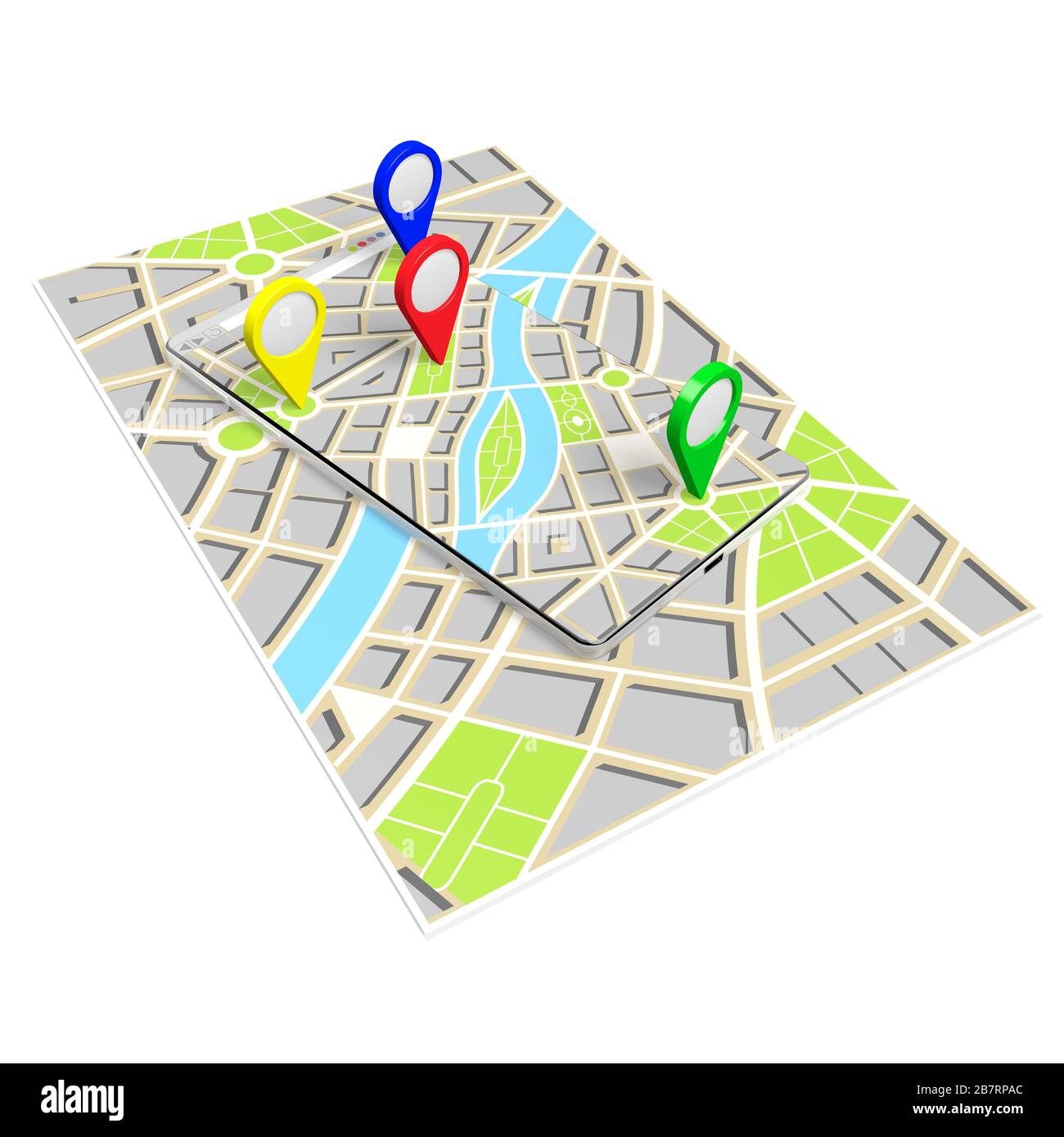 3D smartphone, map - destinations concept Stock Photo - Alamy