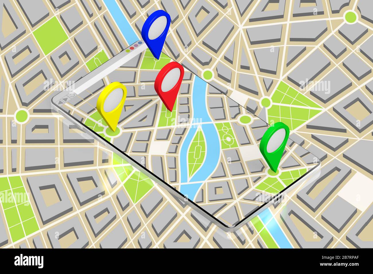 3D smartphone, map - destinations concept Stock Photo - Alamy