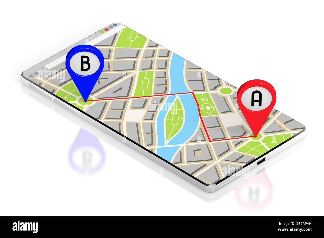 3D smartphone, map - route/ distance concept Stock Photo - Alamy