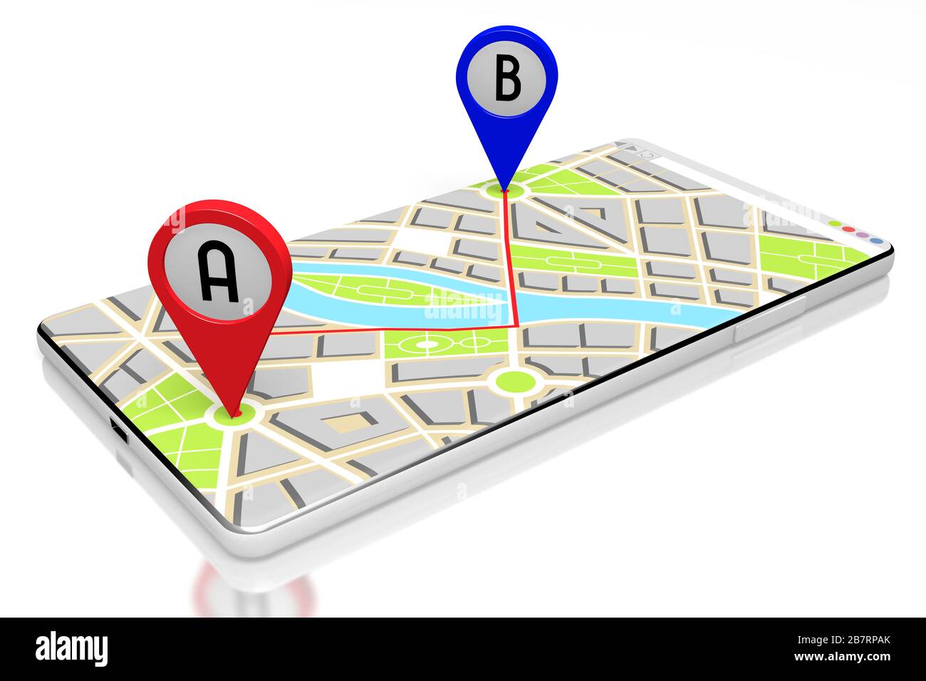 3D smartphone, map - route/ distance concept Stock Photo - Alamy