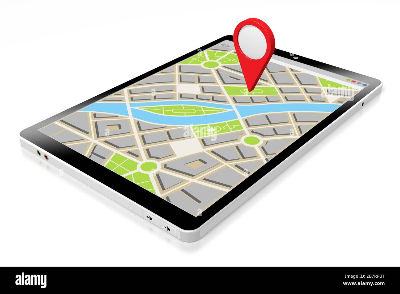 3D tablet, map - location concept Stock Photo - Alamy