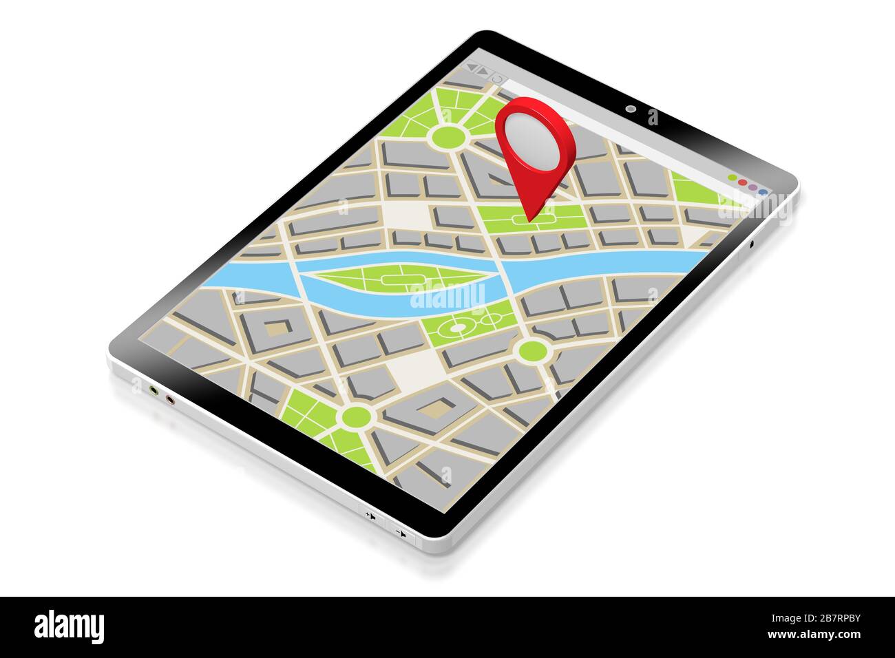 3D tablet, map - location concept Stock Photo - Alamy
