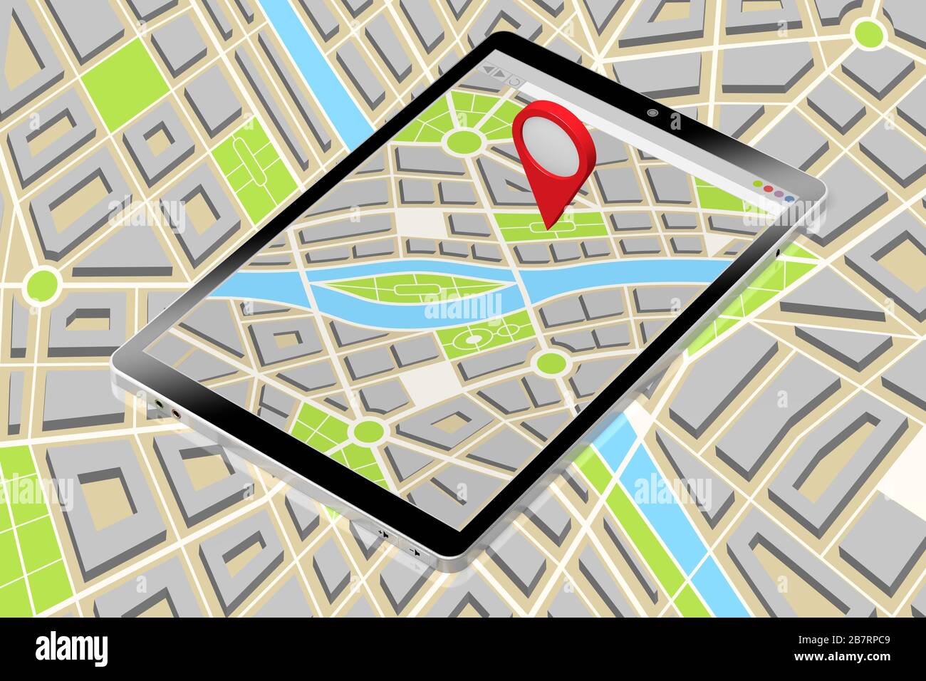 3D tablet, map - location concept Stock Photo - Alamy