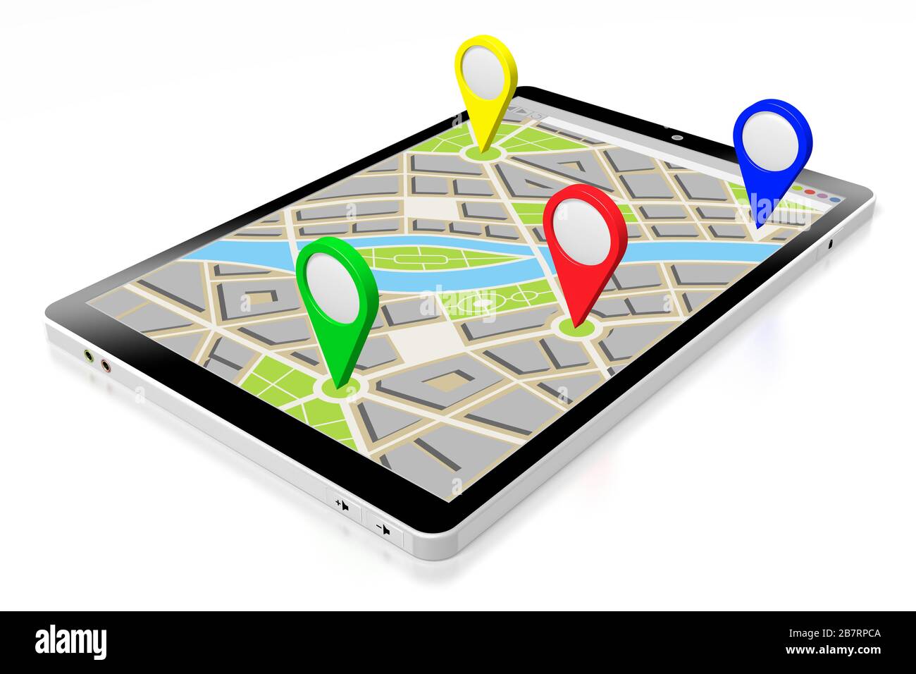 3D tablet, map - destinations concept Stock Photo - Alamy