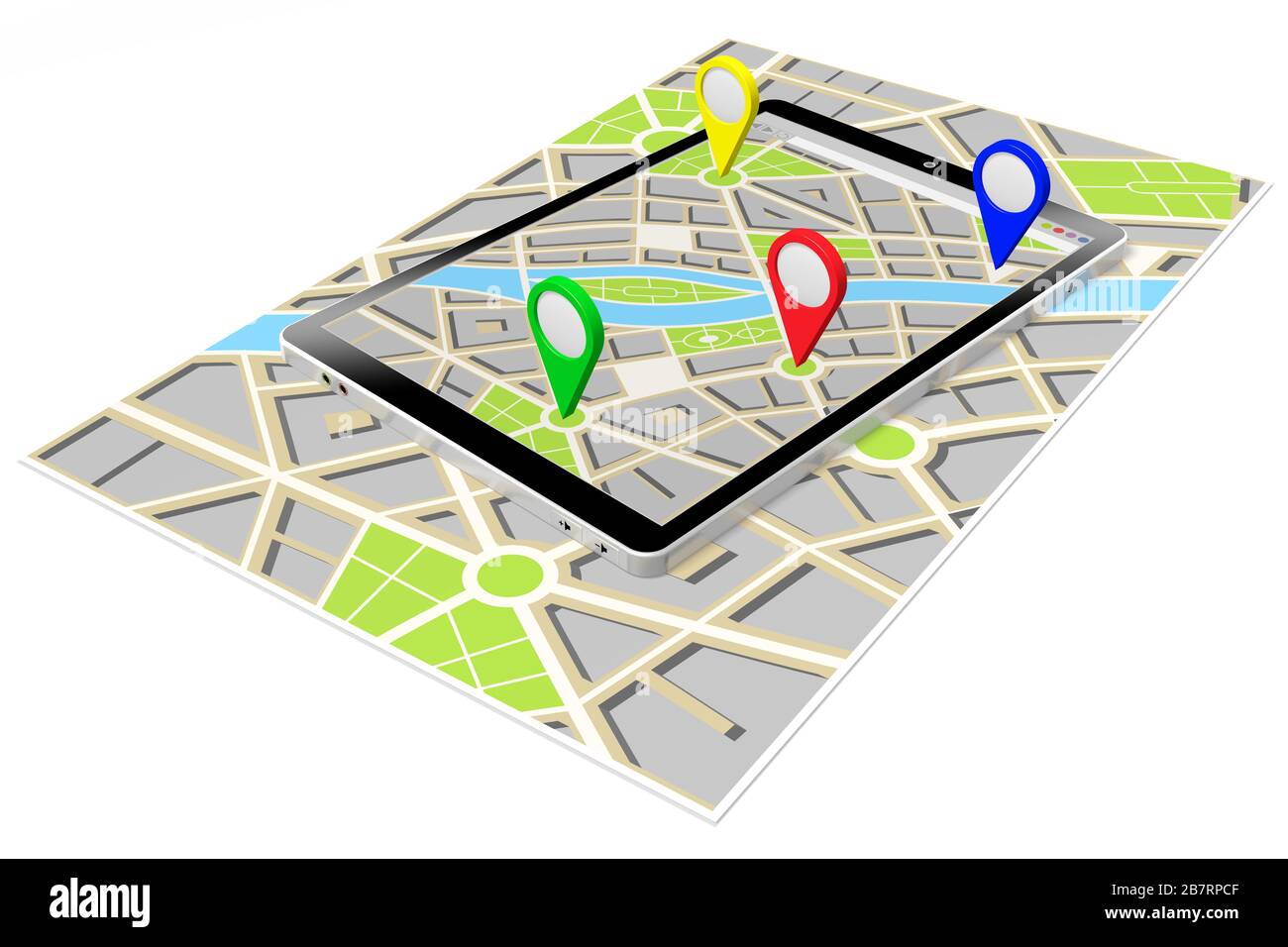 3D tablet, map - destinations concept Stock Photo - Alamy