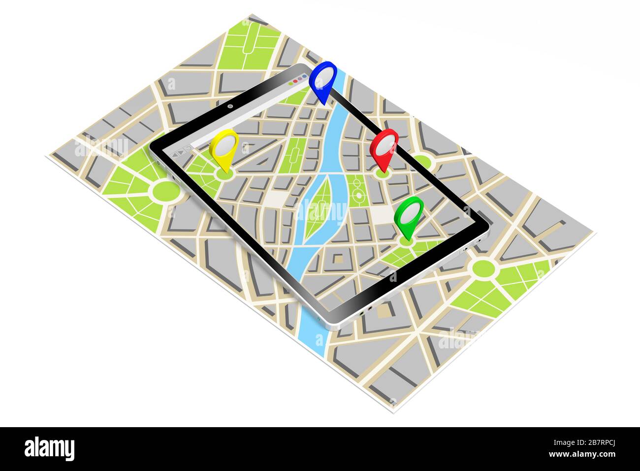 3D tablet, map - destinations concept Stock Photo - Alamy