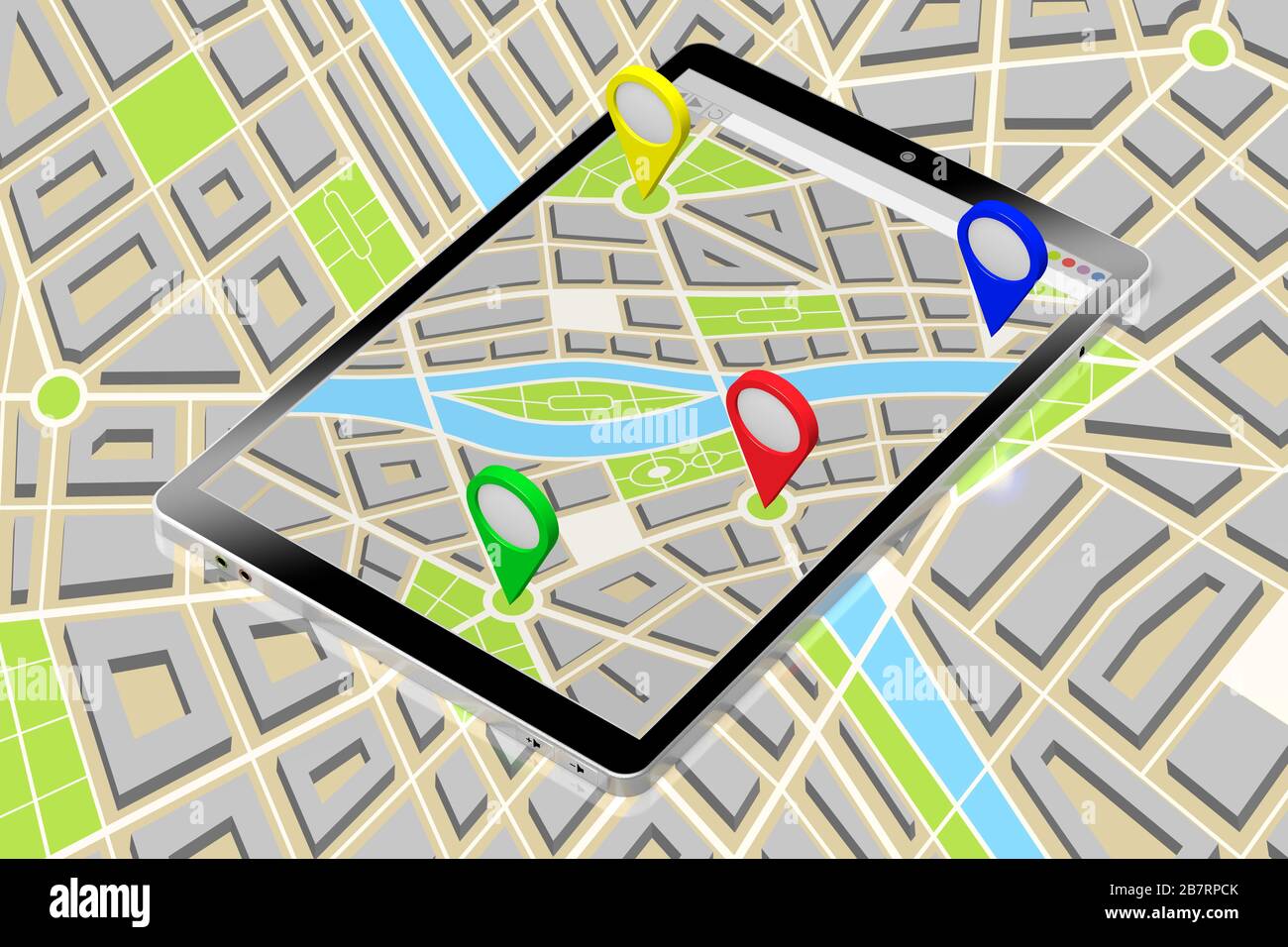 3D tablet, map - destinations concept Stock Photo - Alamy