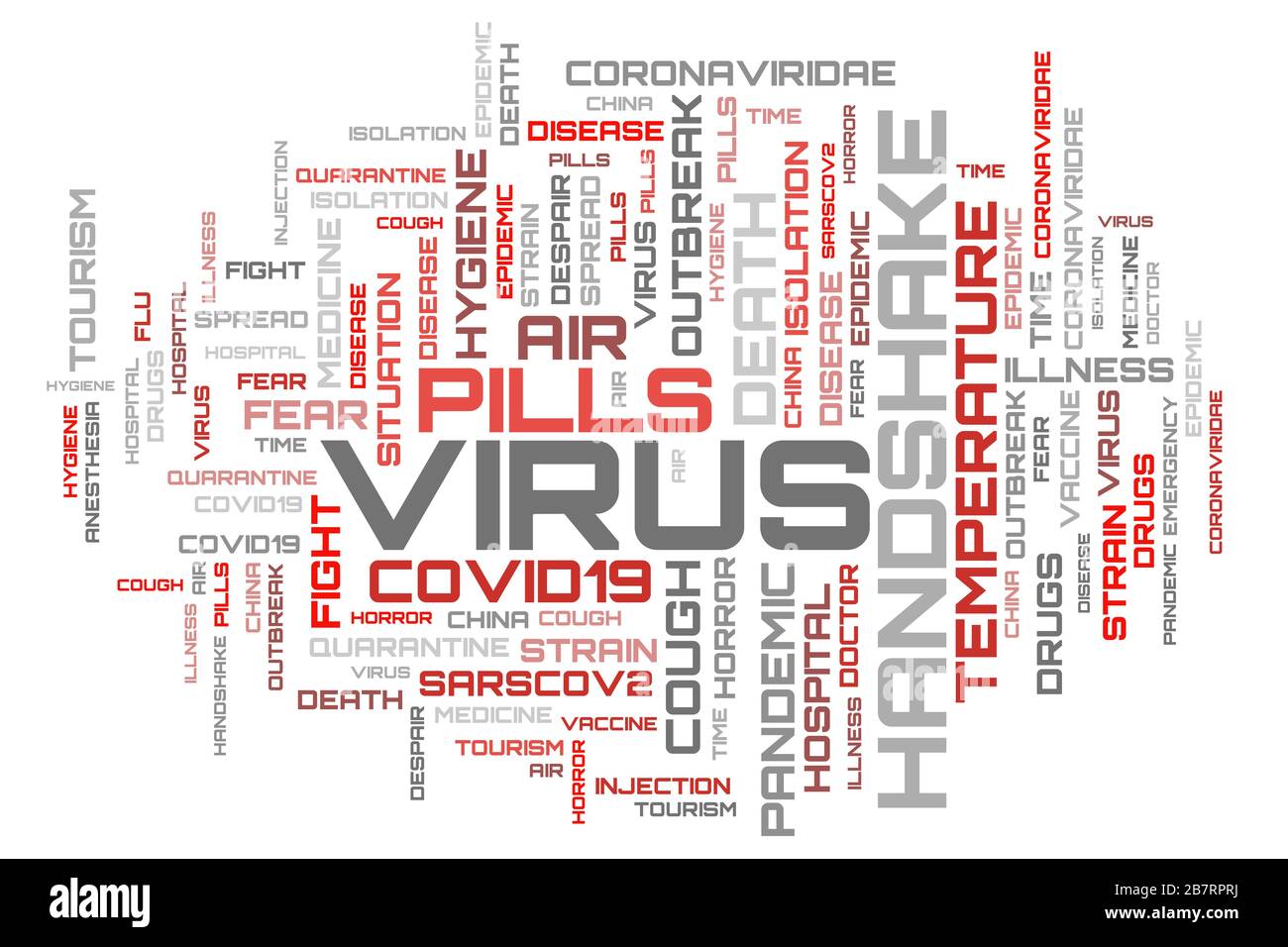 Red word collage on white background. Virus word cloud concept Stock ...