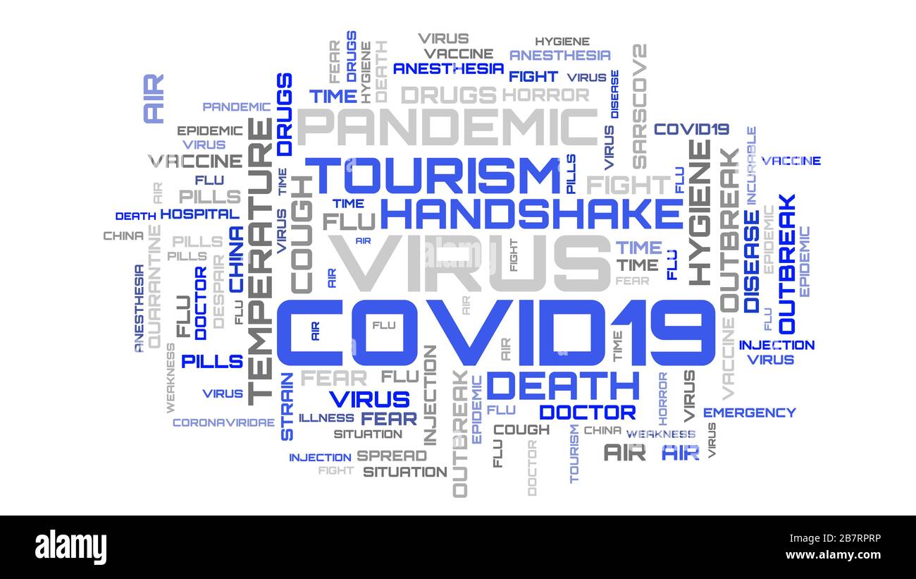 Blue word collage on white background. Virus word cloud concept Stock ...