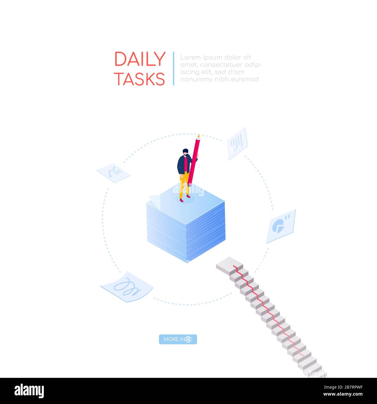 Daily tasks - modern isometric vector web banner Stock Vector Image ...