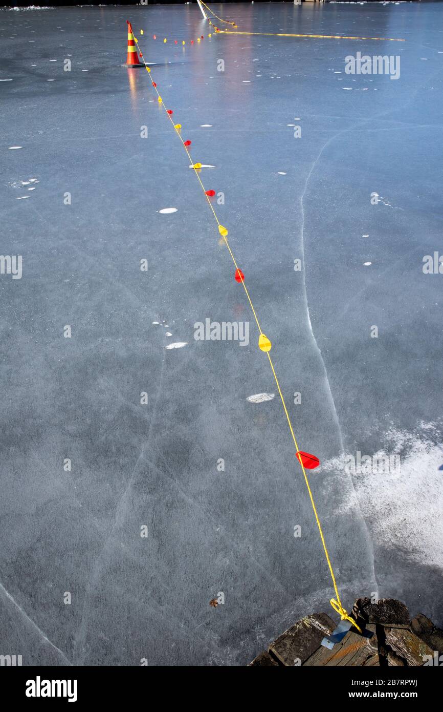 construction site border on harbour ice Stock Photo - Alamy
