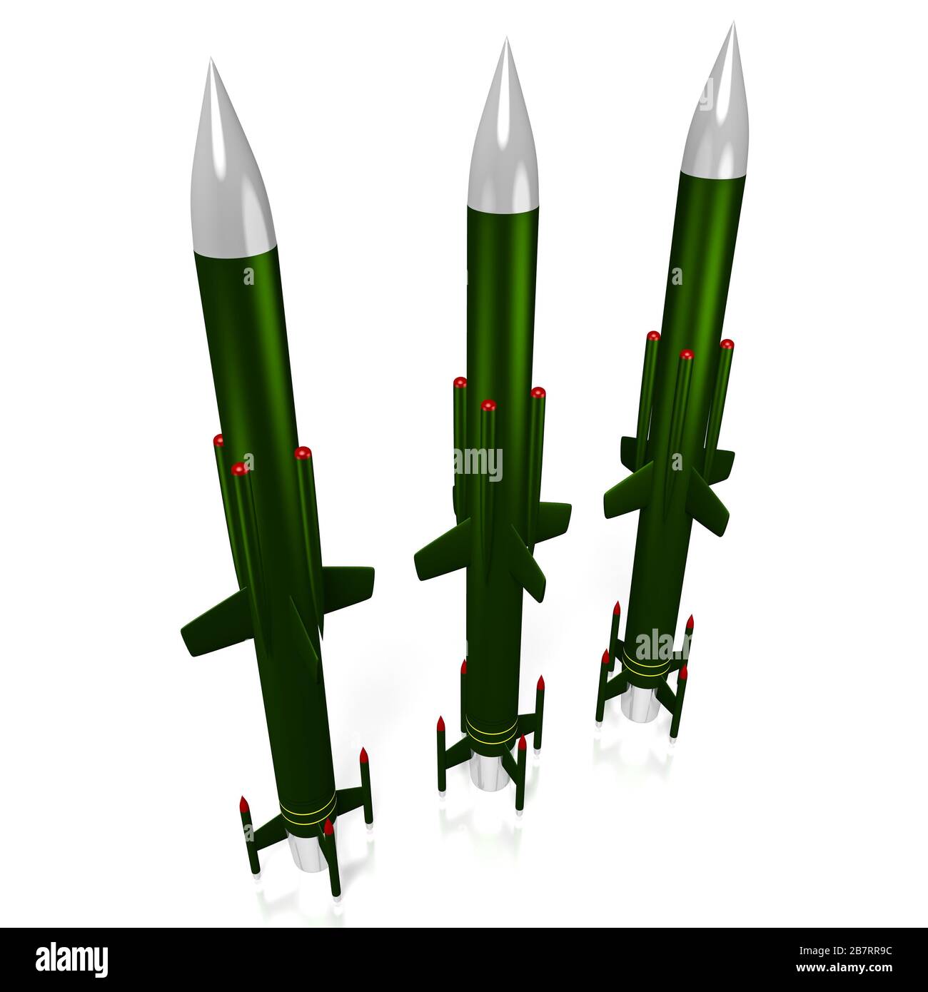 3D missiles - nuclear warheads - isolated on white background Stock ...
