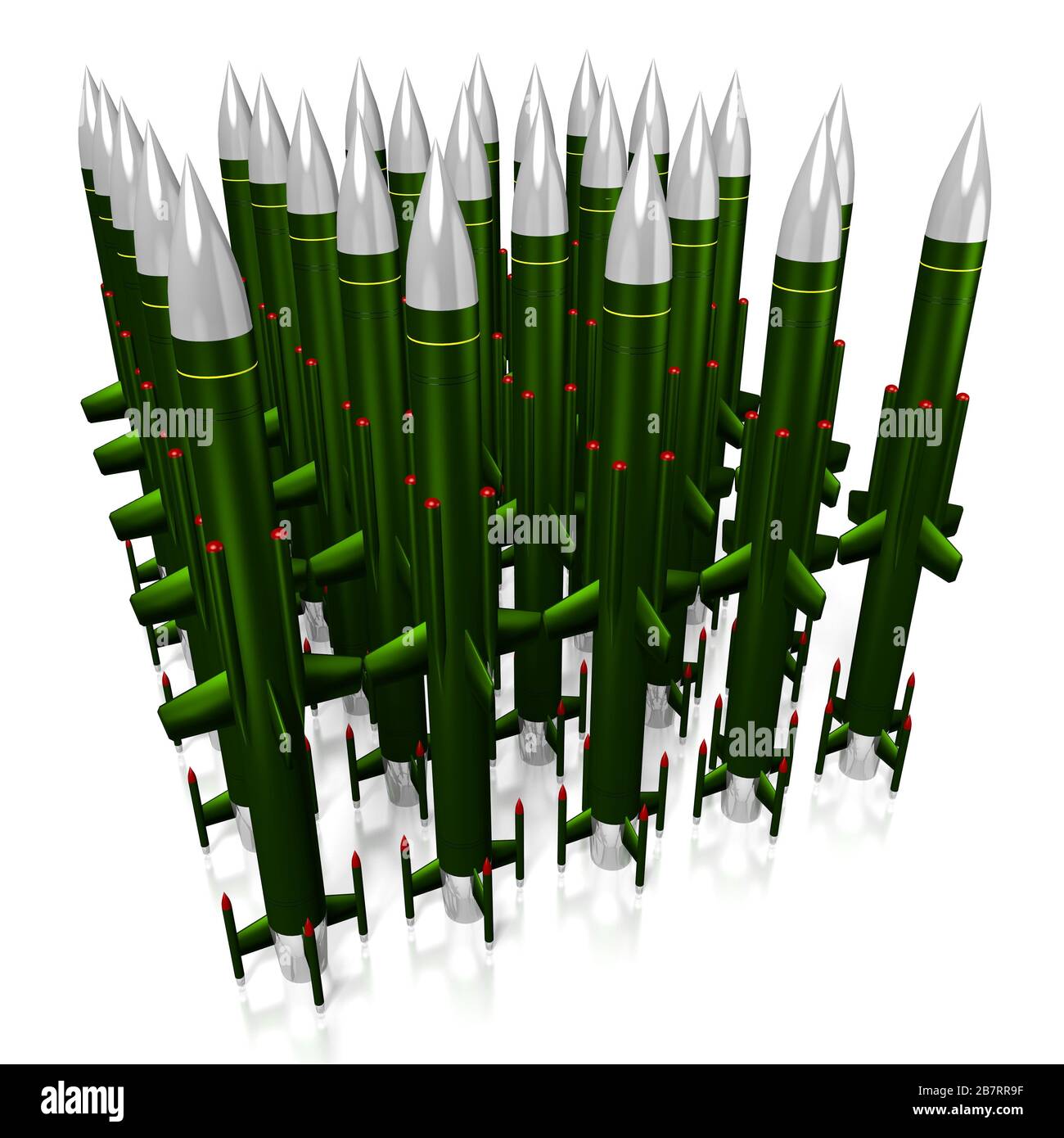 3D missiles - nuclear warheads - isolated on white background Stock ...