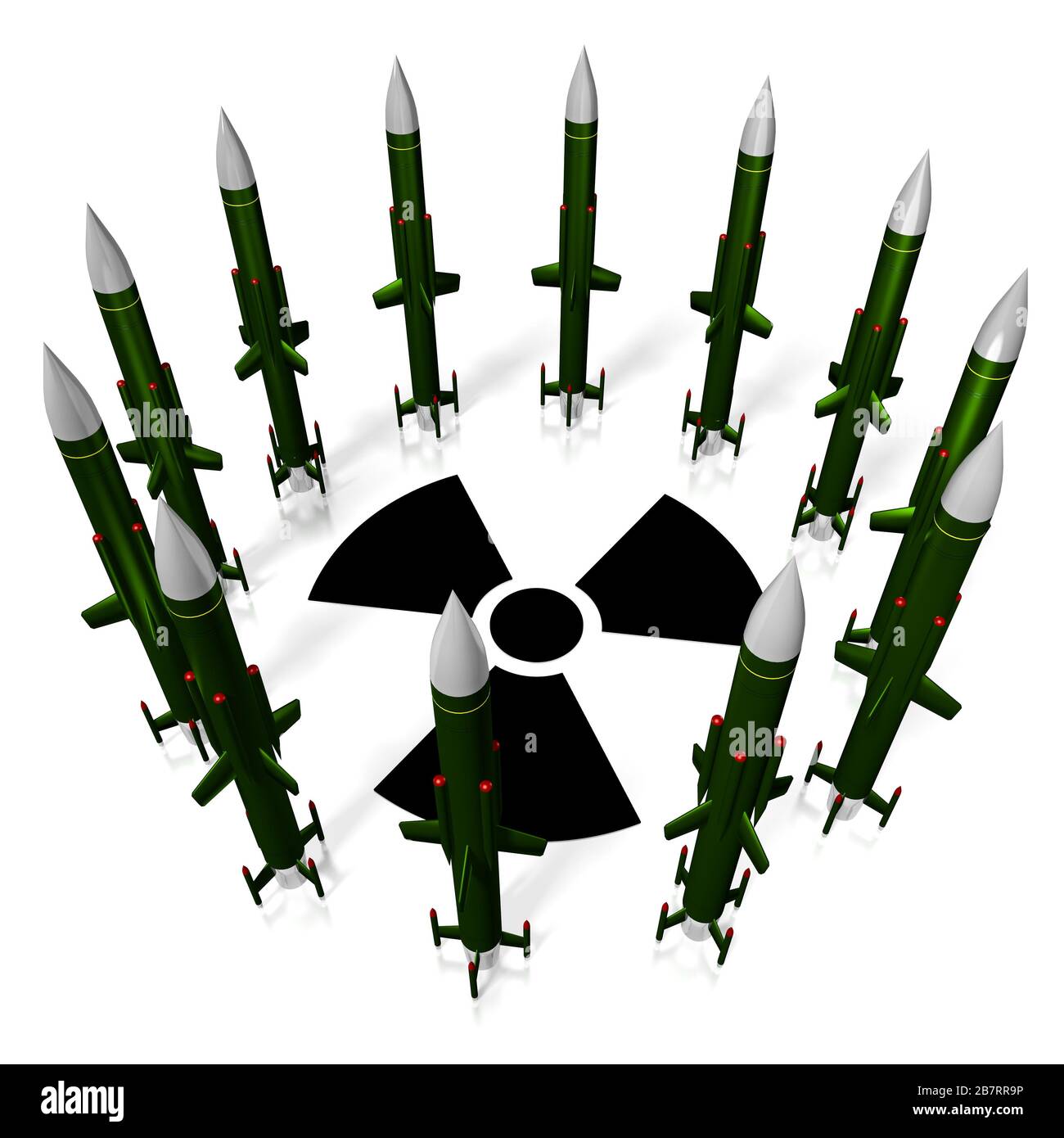 3D missiles - nuclear warheads - radioactivity symbol Stock Photo - Alamy