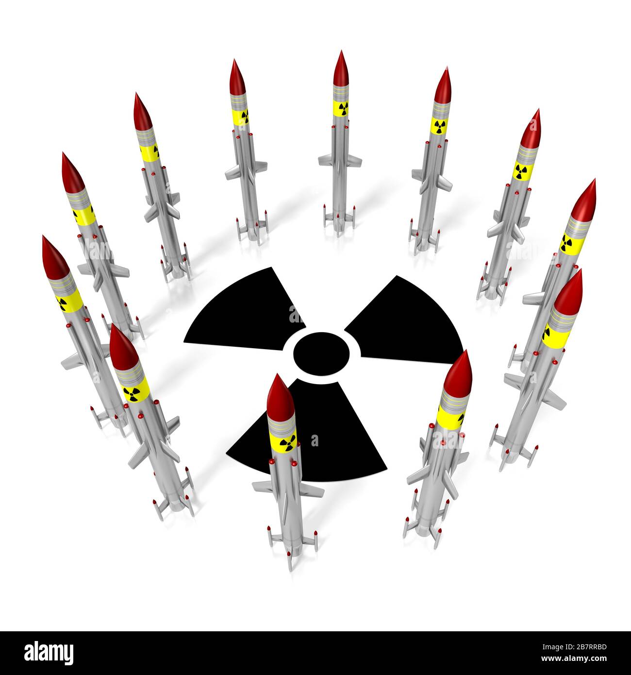 3D missiles - nuclear warheads - radioactivity symbol Stock Photo - Alamy