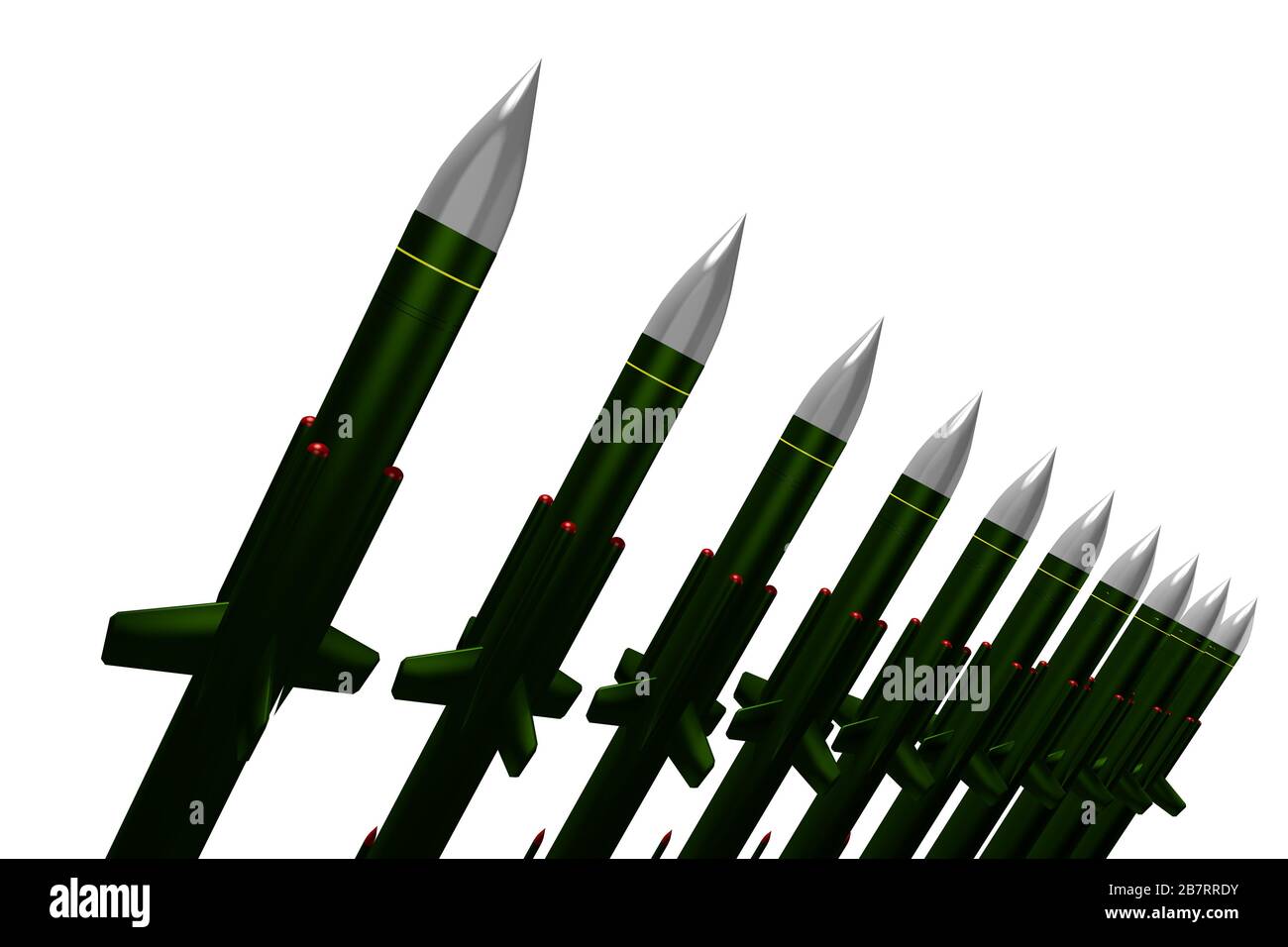 3D missiles - nuclear warheads - isolated on white background Stock ...