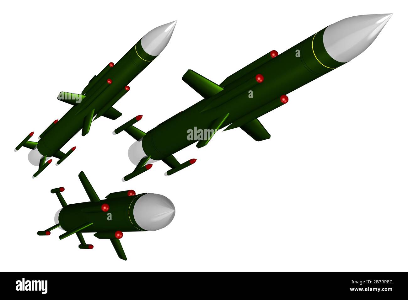 3D missiles - nuclear warheads - isolated on white background Stock ...