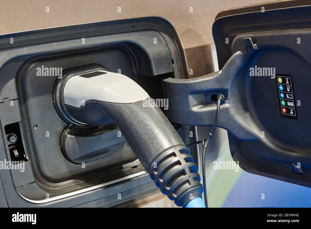 Electric car plug socket power charger. Renewable clean energy. Eco ...