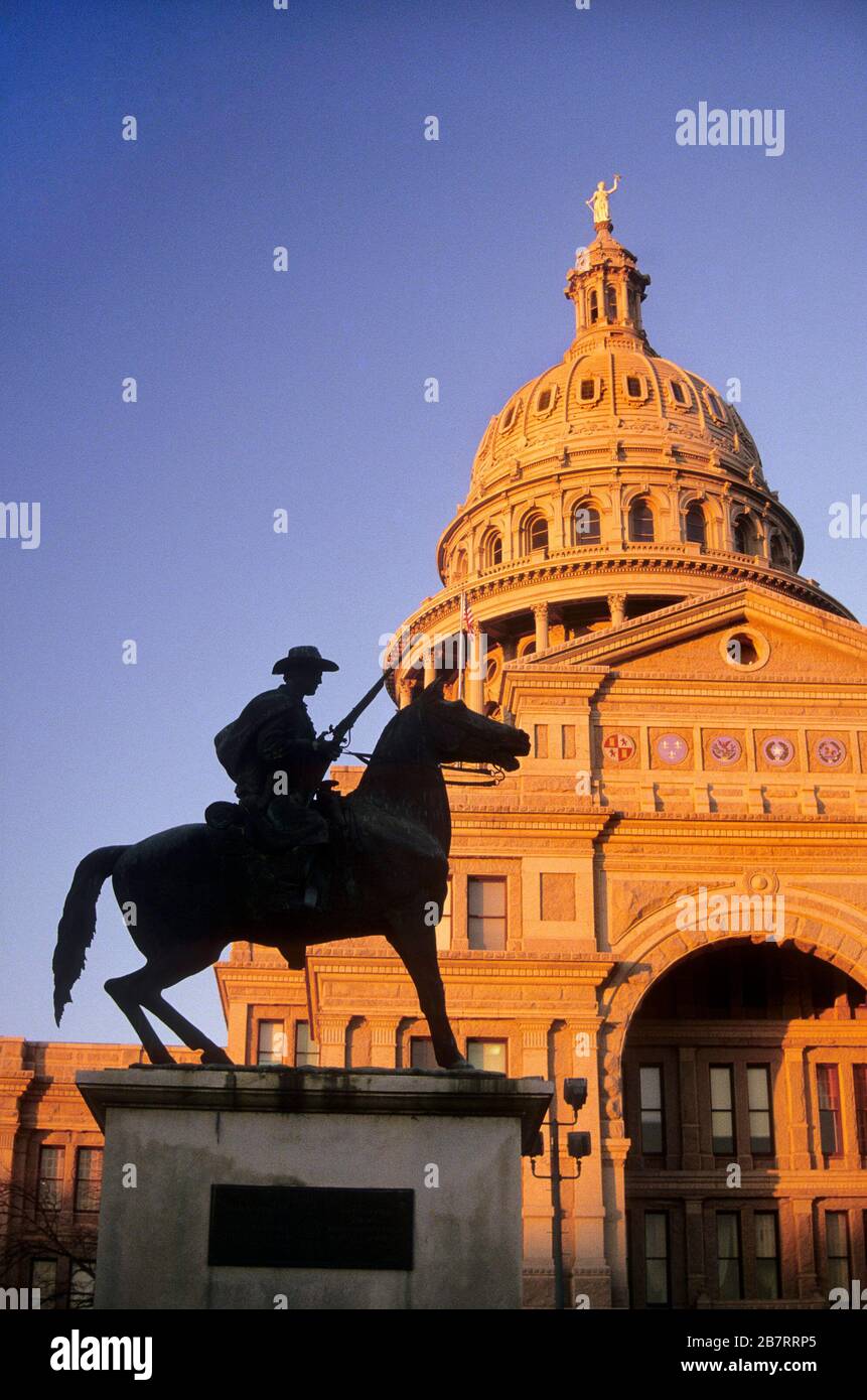 Austin, Texas USA: Terry's Texas Rangers monument is silhouetted in ...